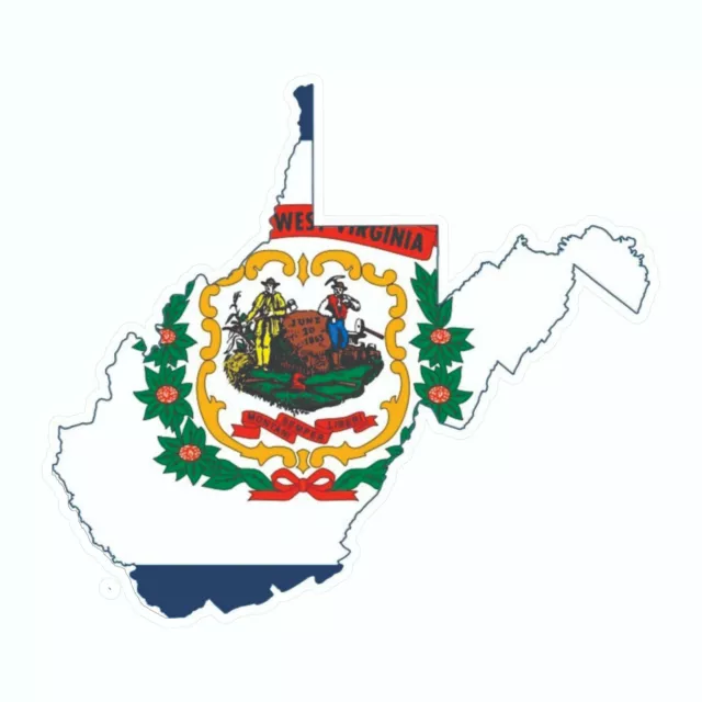 West Virginia State Map Outline With Flag Sticker, Vacation Sticker ...