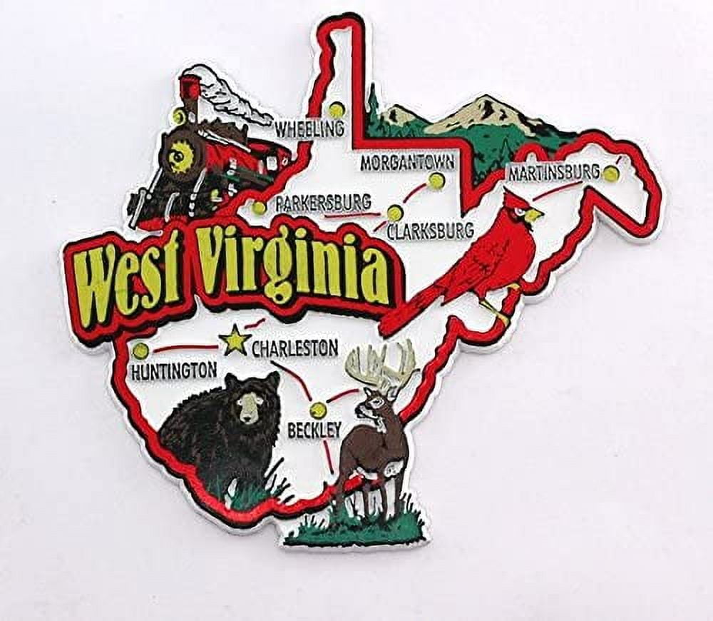 West Virginia State Map and Landmarks Collage Fridge Collectible ...