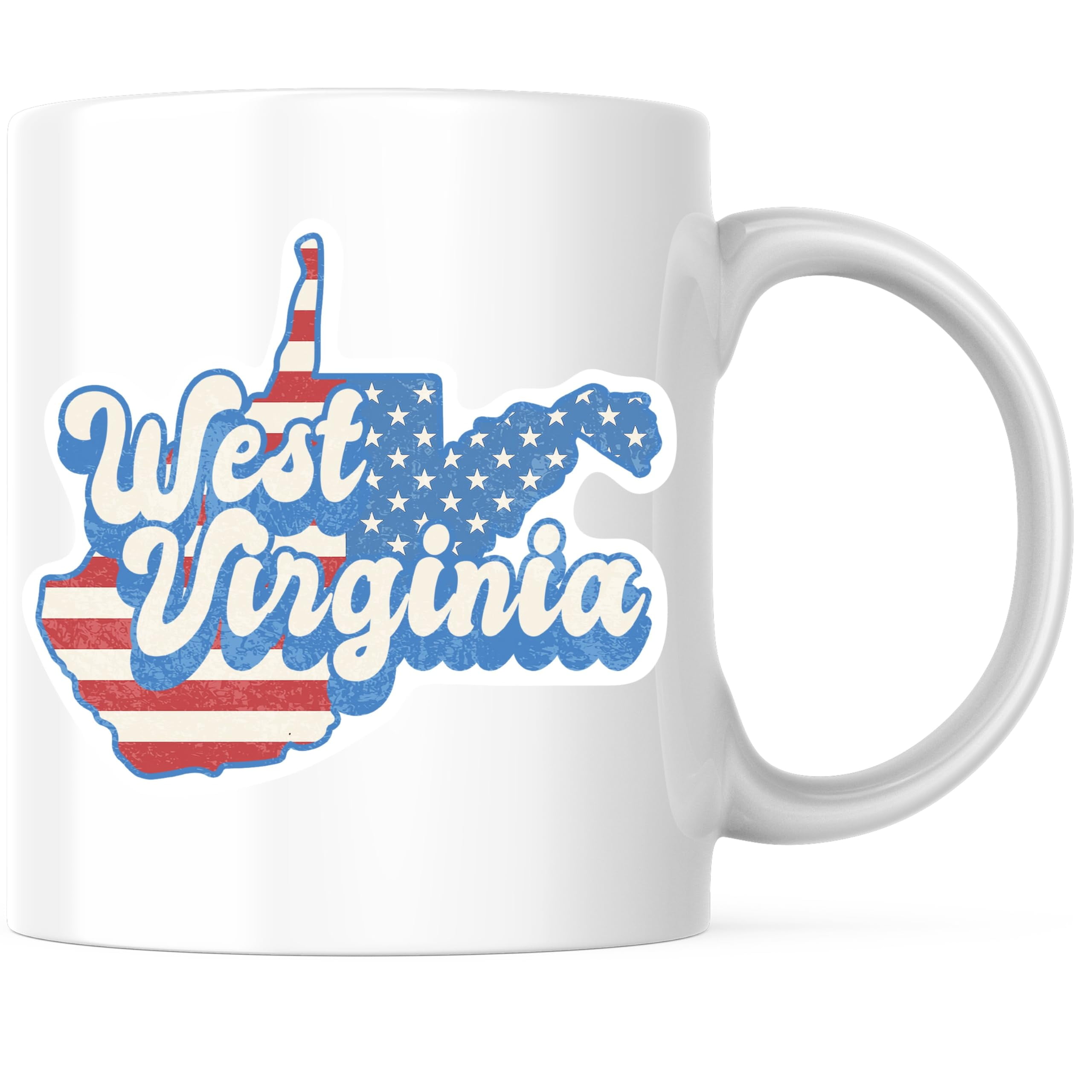 West Virginia State Outline Coffee Mug - WV State Shape with USA Flag ...