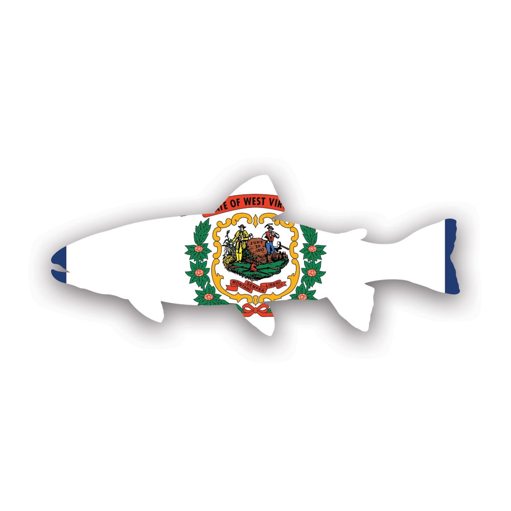 West Virginia State Shaped Trout Sticker Decal - Self Adhesive Vinyl ...