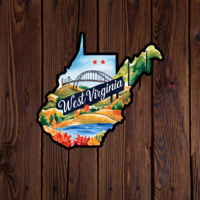 West Virginia Sticker American Flag State Outline Novelty Laptop ...