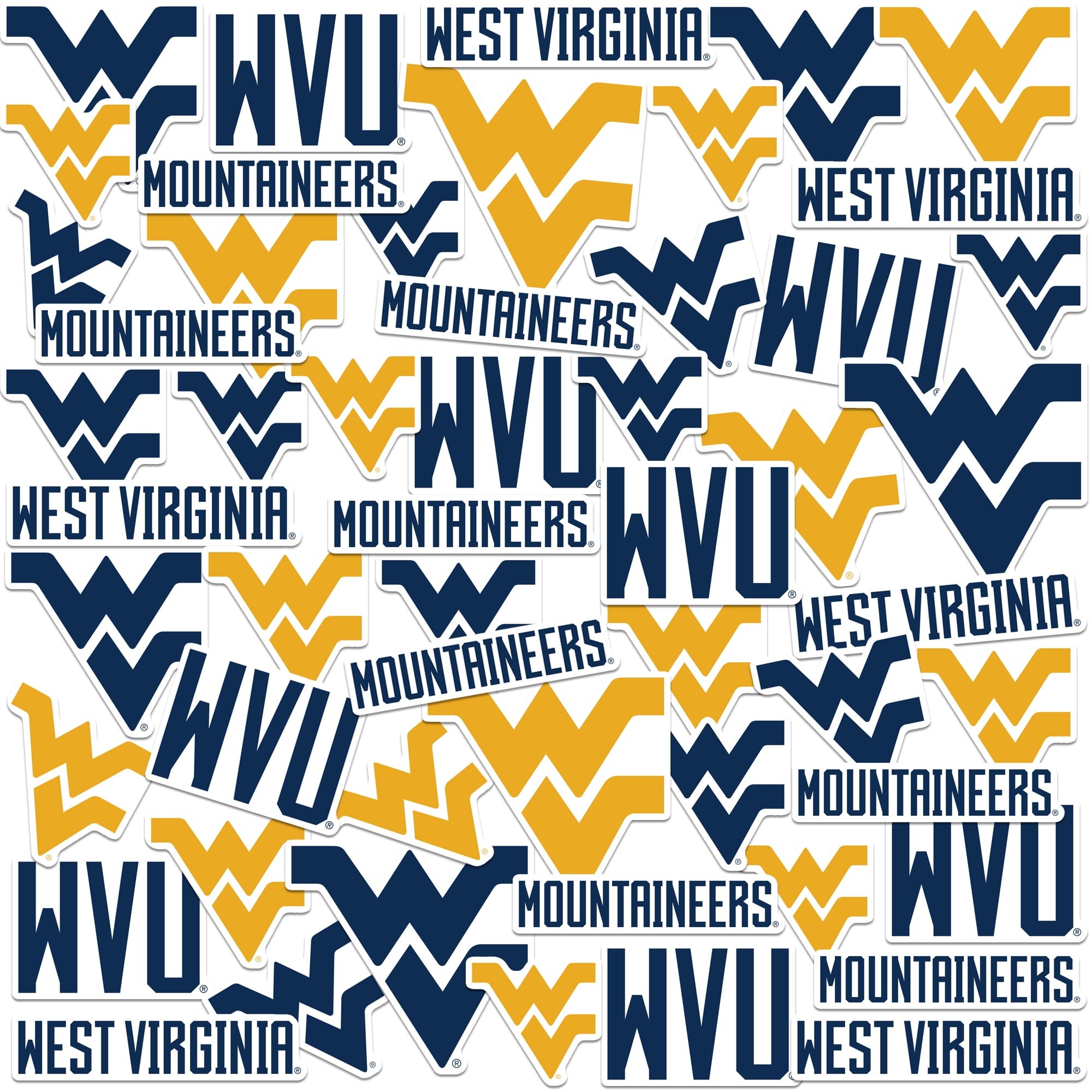 West Virginia University Wordmark Logo 50ct Vinyl Large Deluxe Stickers ...