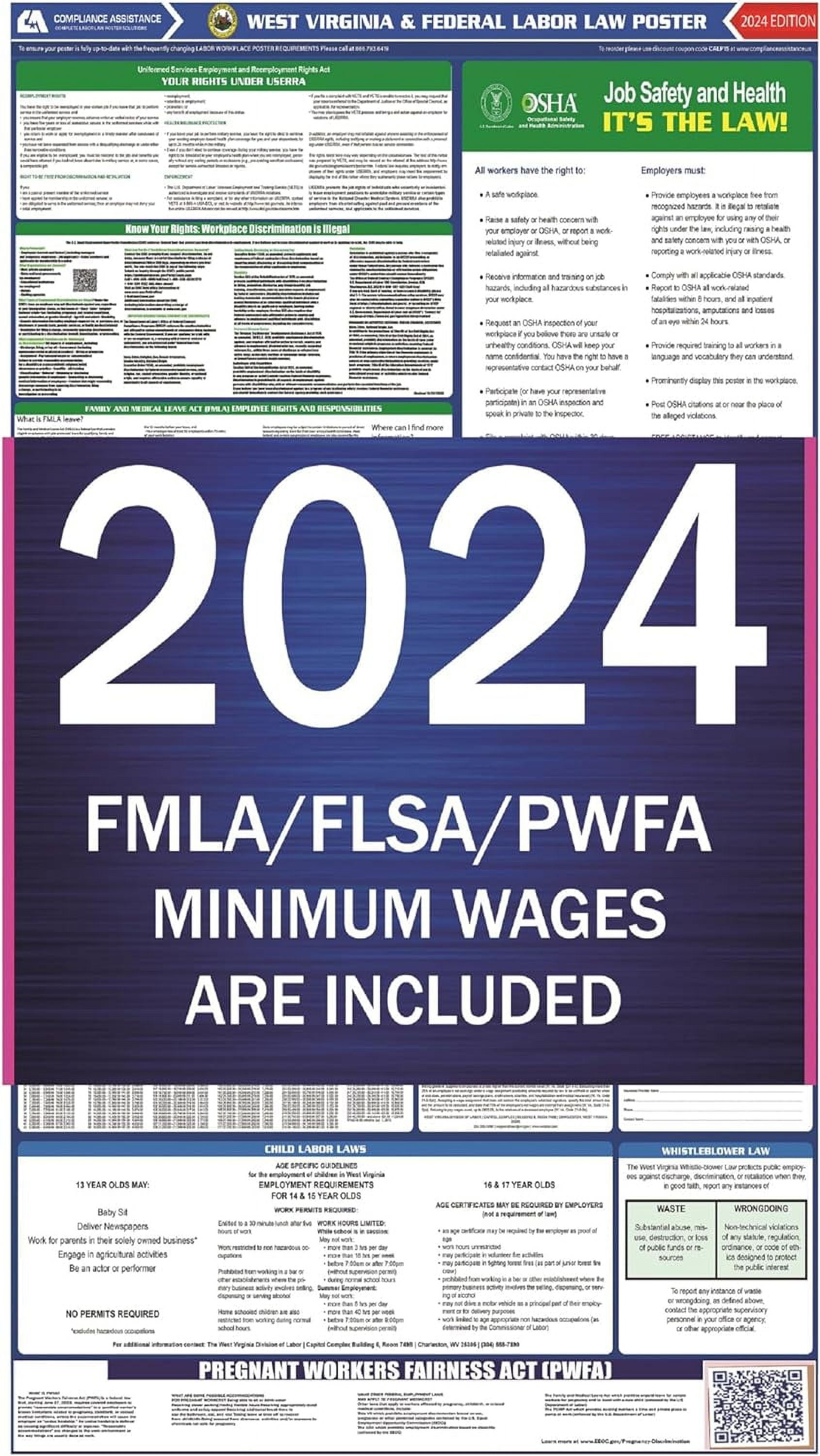 West Virginia (WV) 2024 State Labor Law Poster - State, Federal and ...