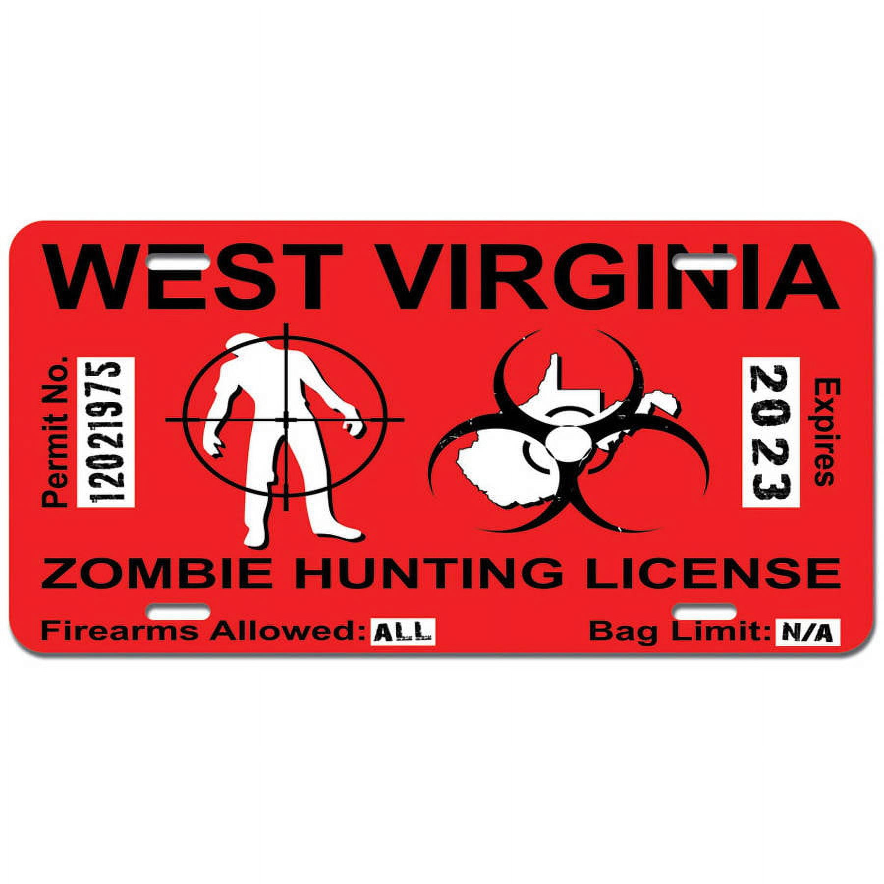 West Virginia WV Zombie Hunting License Permit Red - Biohazard Response ...