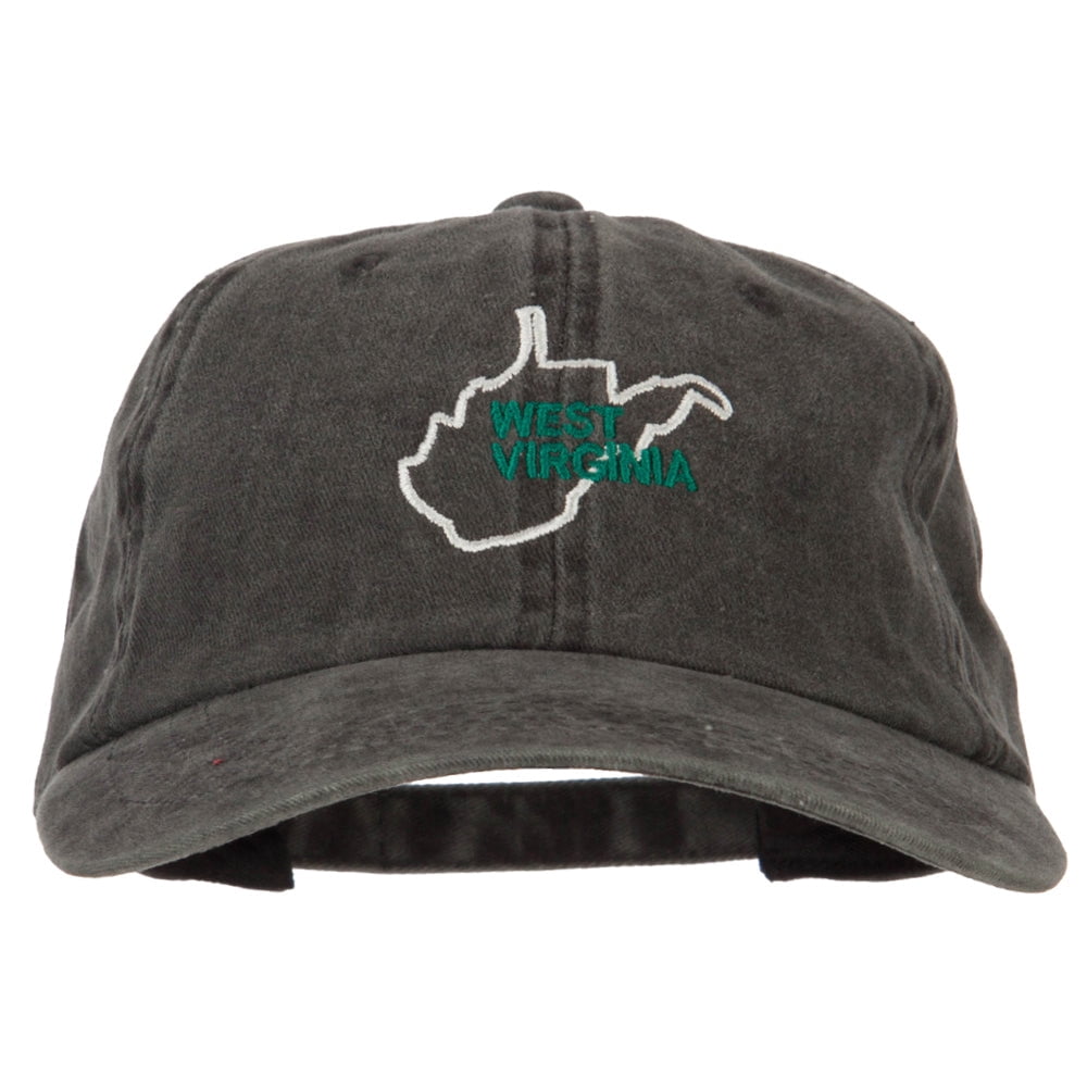 West Virginia with Map Outline Embroidered Washed Cotton Twill Cap ...