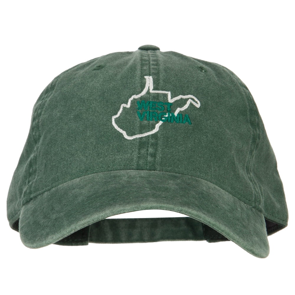 West Virginia with Map Outline Embroidered Washed Cotton Twill Cap - Dk ...