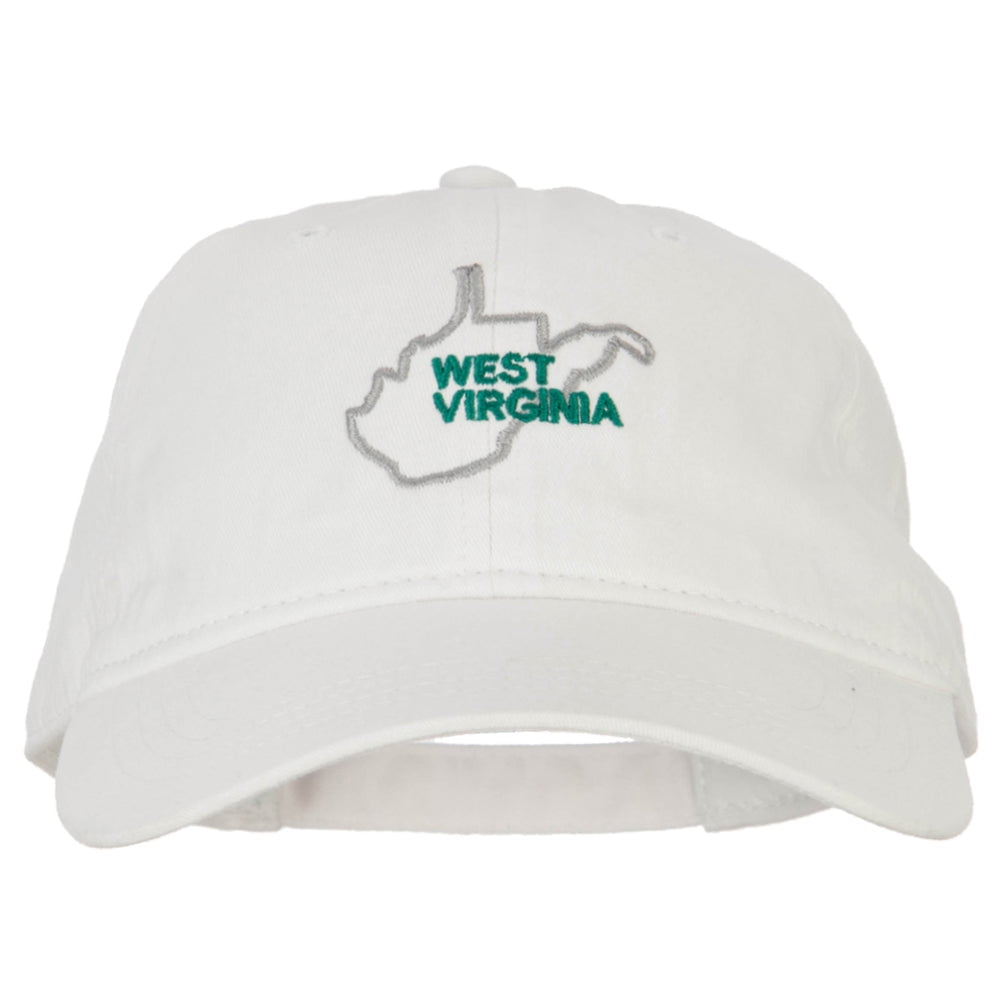 West Virginia with Map Outline Embroidered Washed Cotton Twill Cap ...