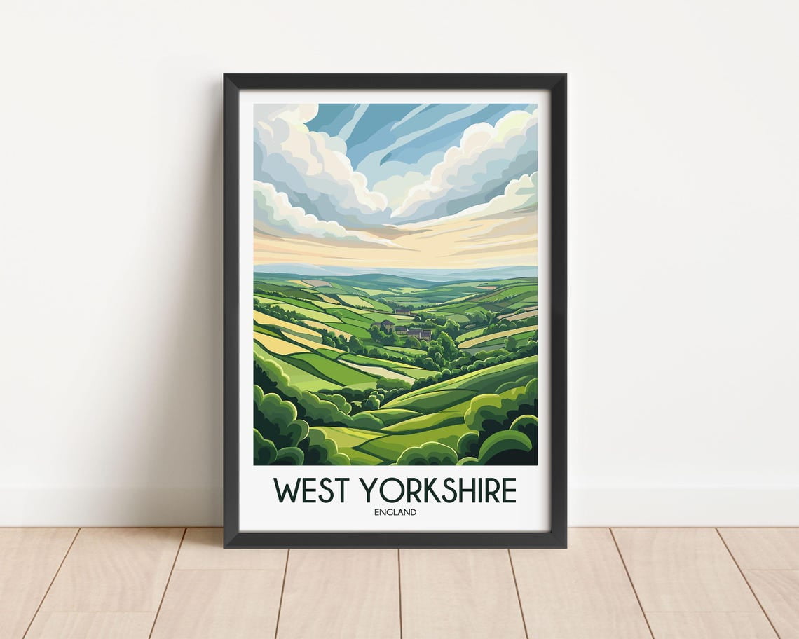 West Yorkshire Poster England Scenic County Wall Art Decor, Unframed ...