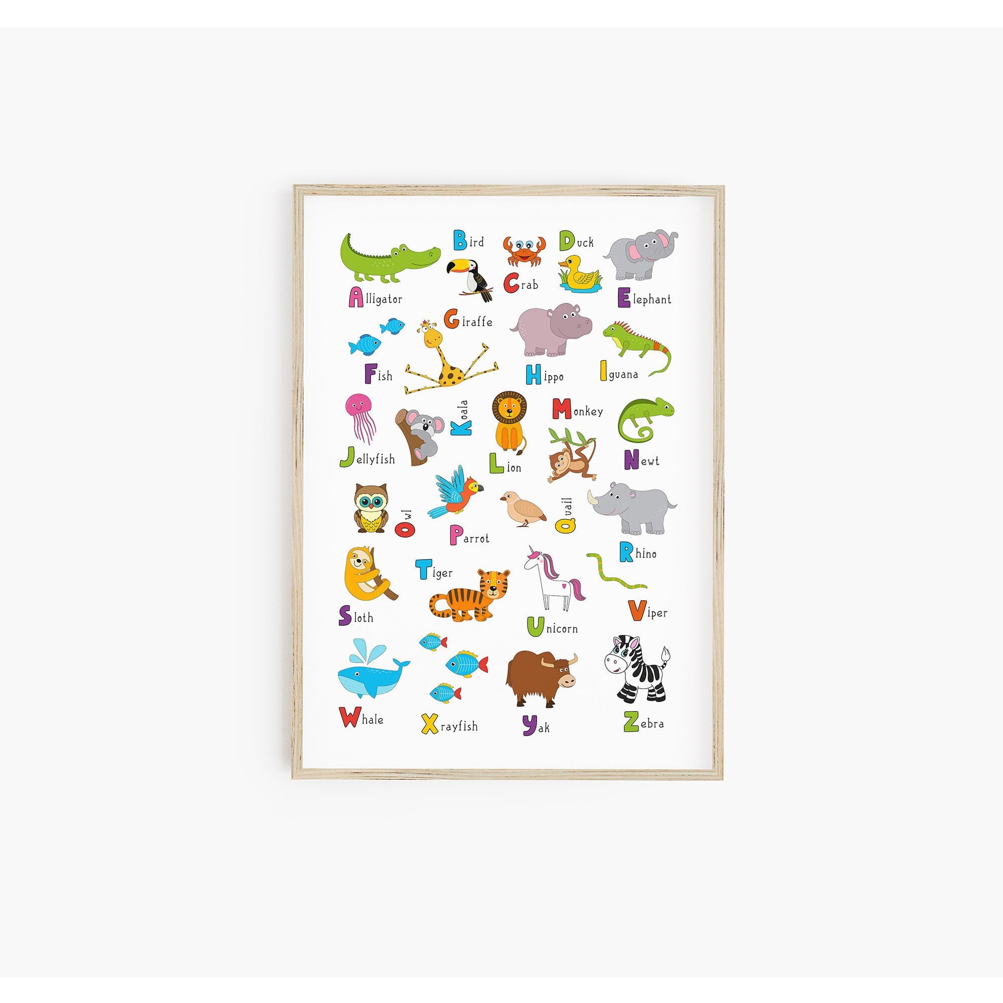 WestConfe Animal Alphabet, bright playroom alphabet print, ABC ...