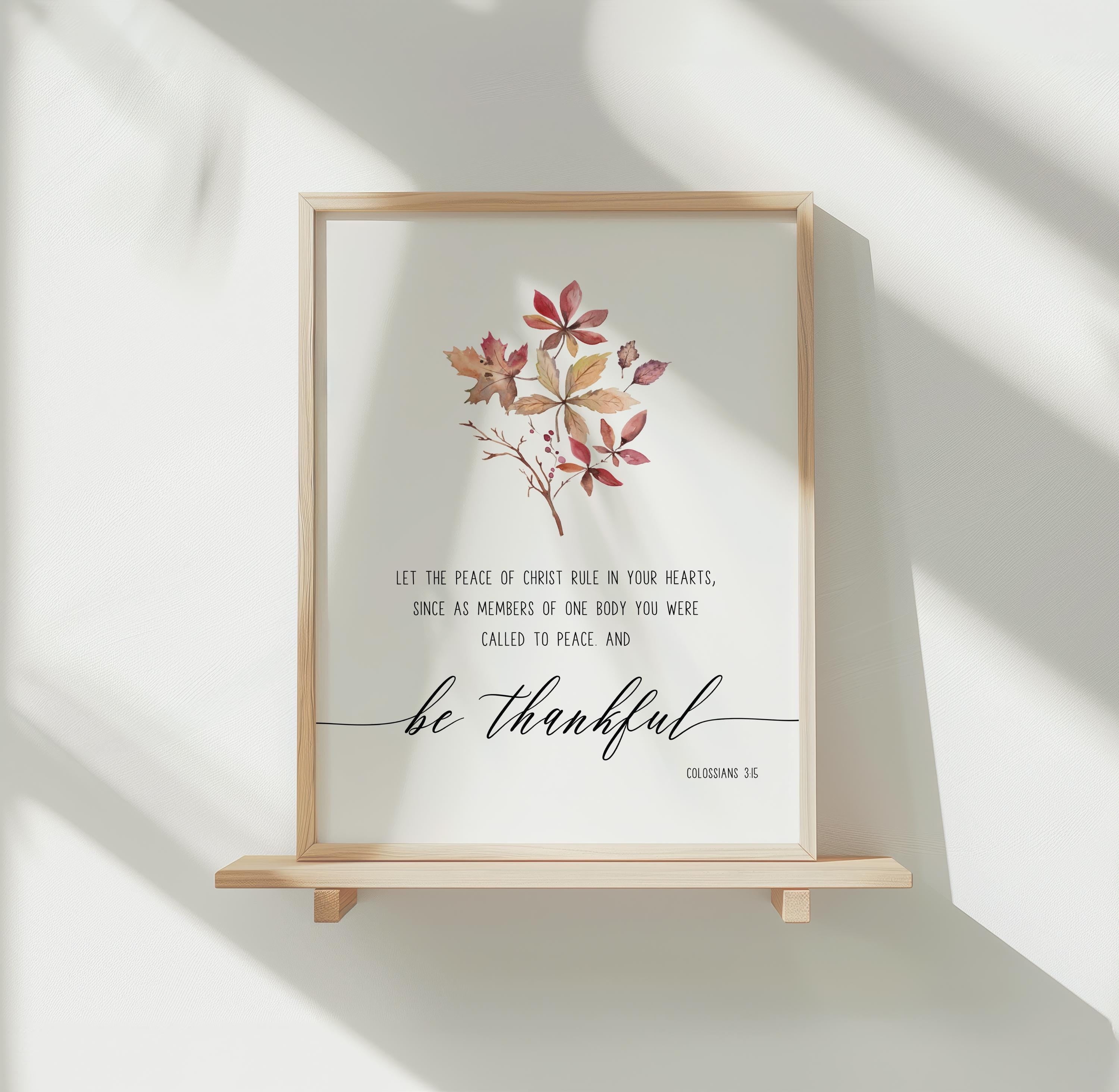 WestConfe Be Thankful Bible Verse Wall Art, Autumn Scripture Print ...