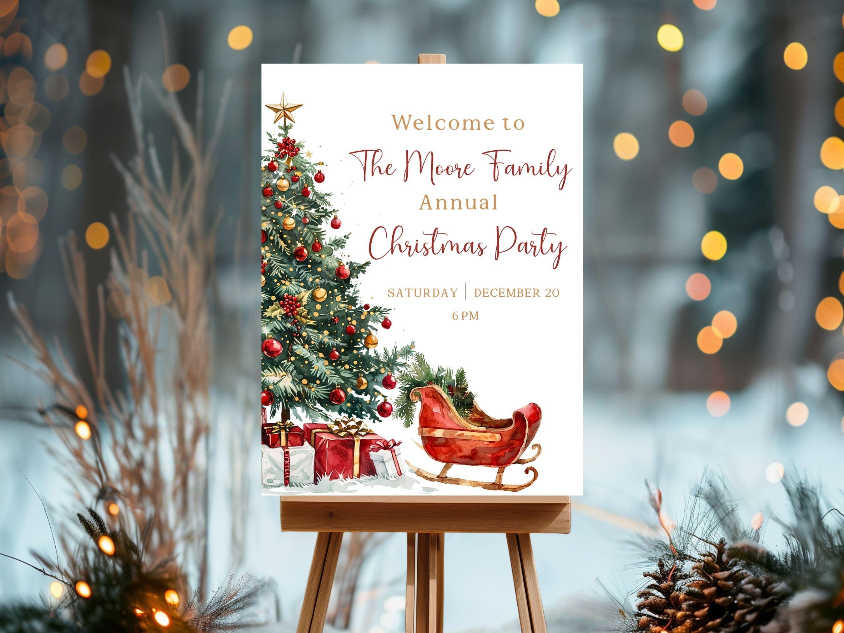 WestConfe Christmas Party Welcome Sign Template Editable Holiday Poster ...