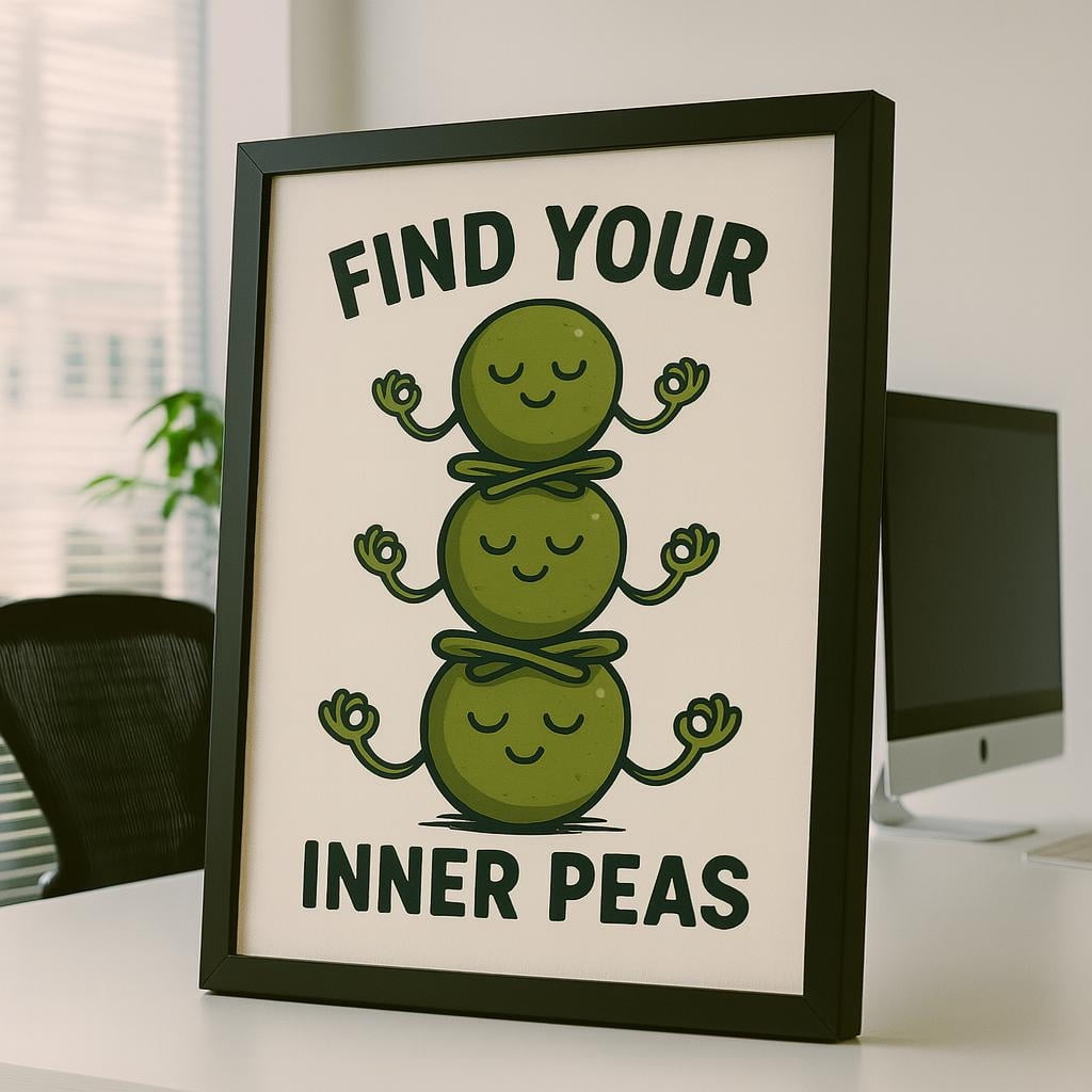 WestConfe Find Your Inner Peas Print: Funny Kitchen Food Pun Art ...