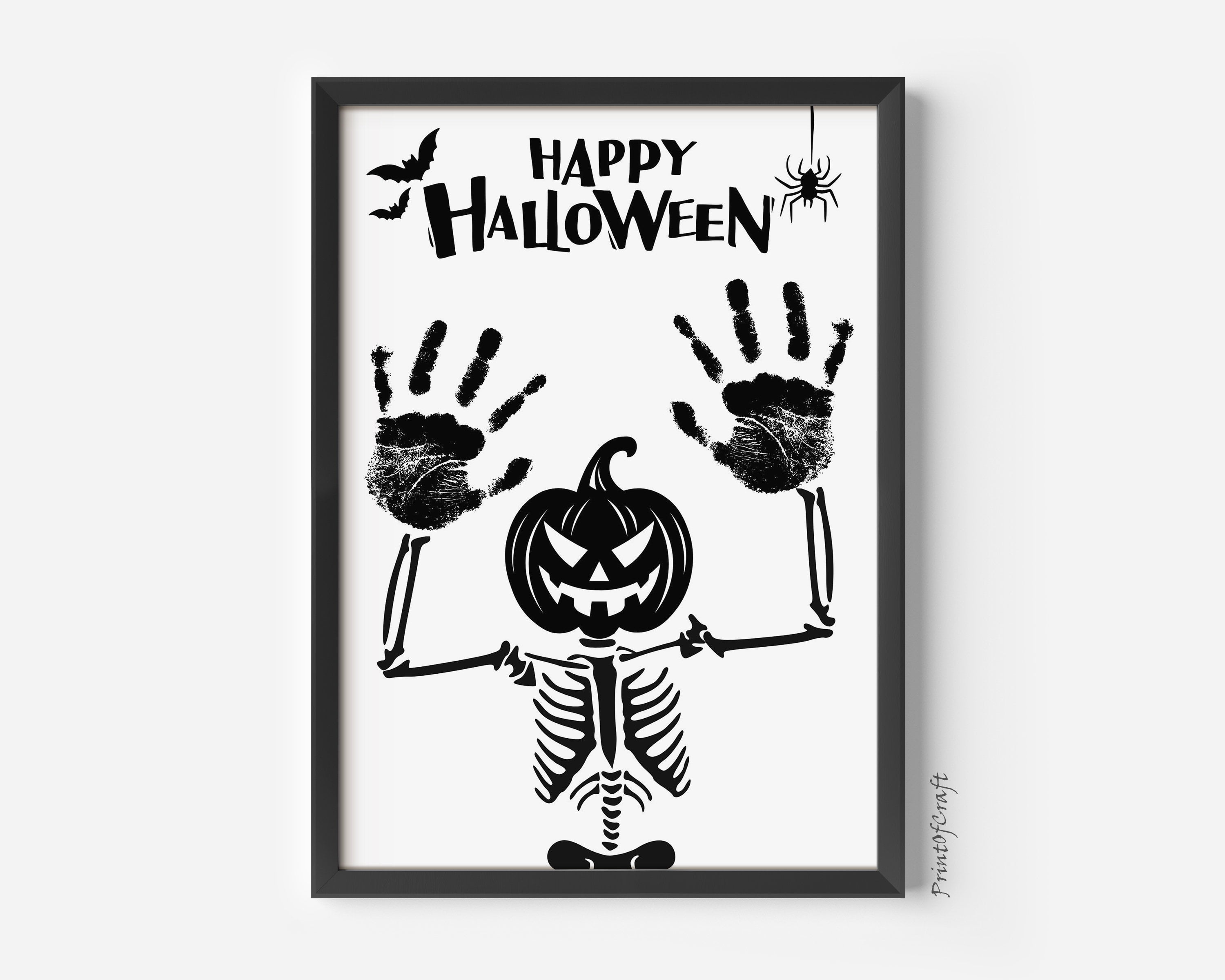 WestConfe Halloween Handprint Art Craft, Skeleton Happy Halloween ...