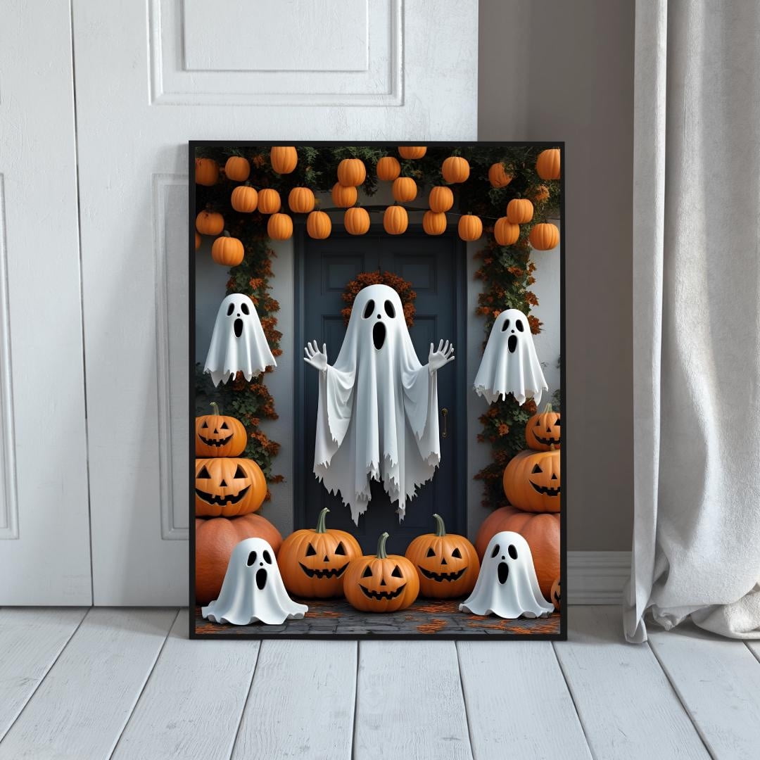 WestConfe Halloween Poster Print: Creepy Ghosts, Pumpkins & Ghouls ...