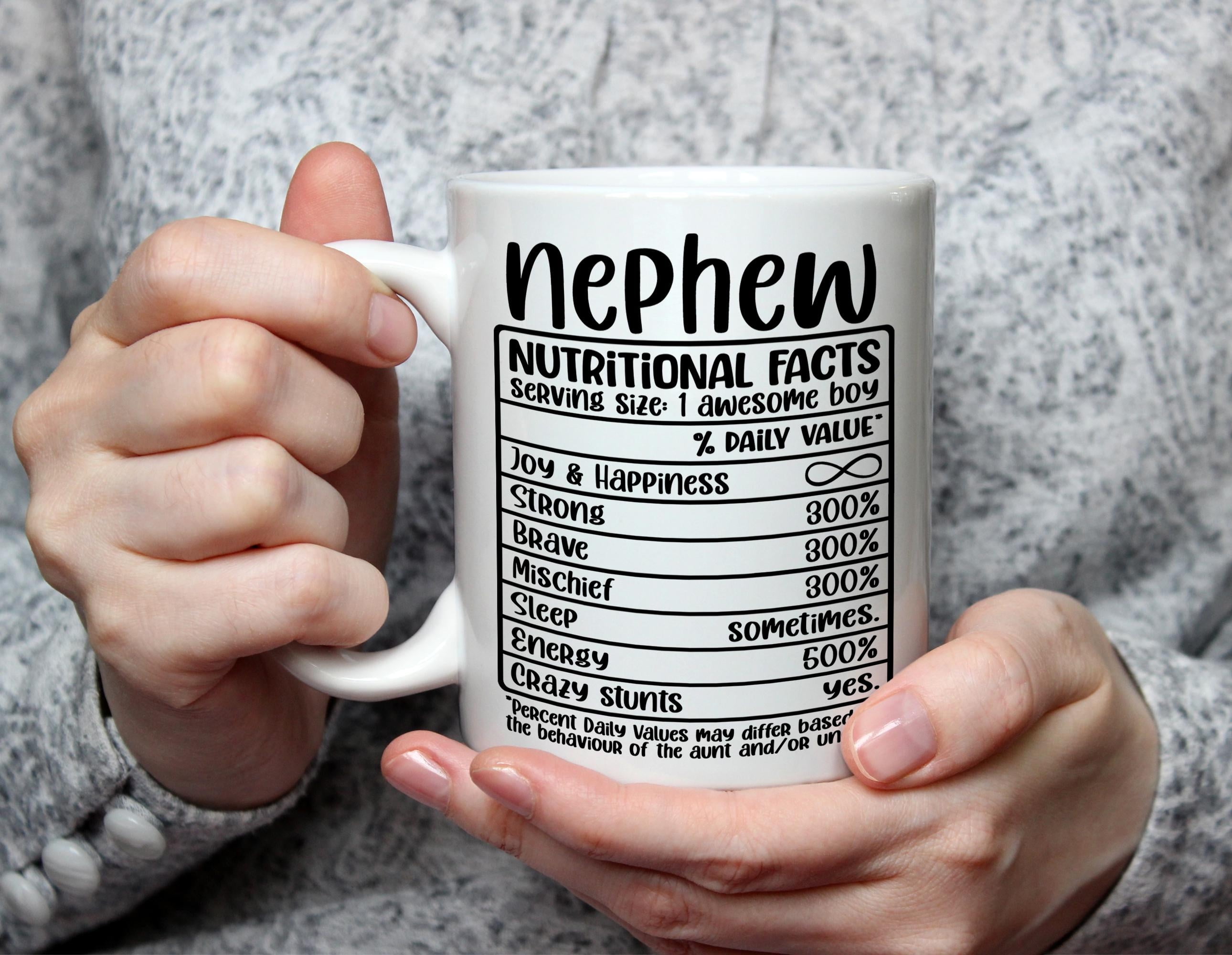 WestConfe Nephew Nutritional Facts Mug Funny Gift for Nephew Birthday Christmas Coffee Tea Cup ...