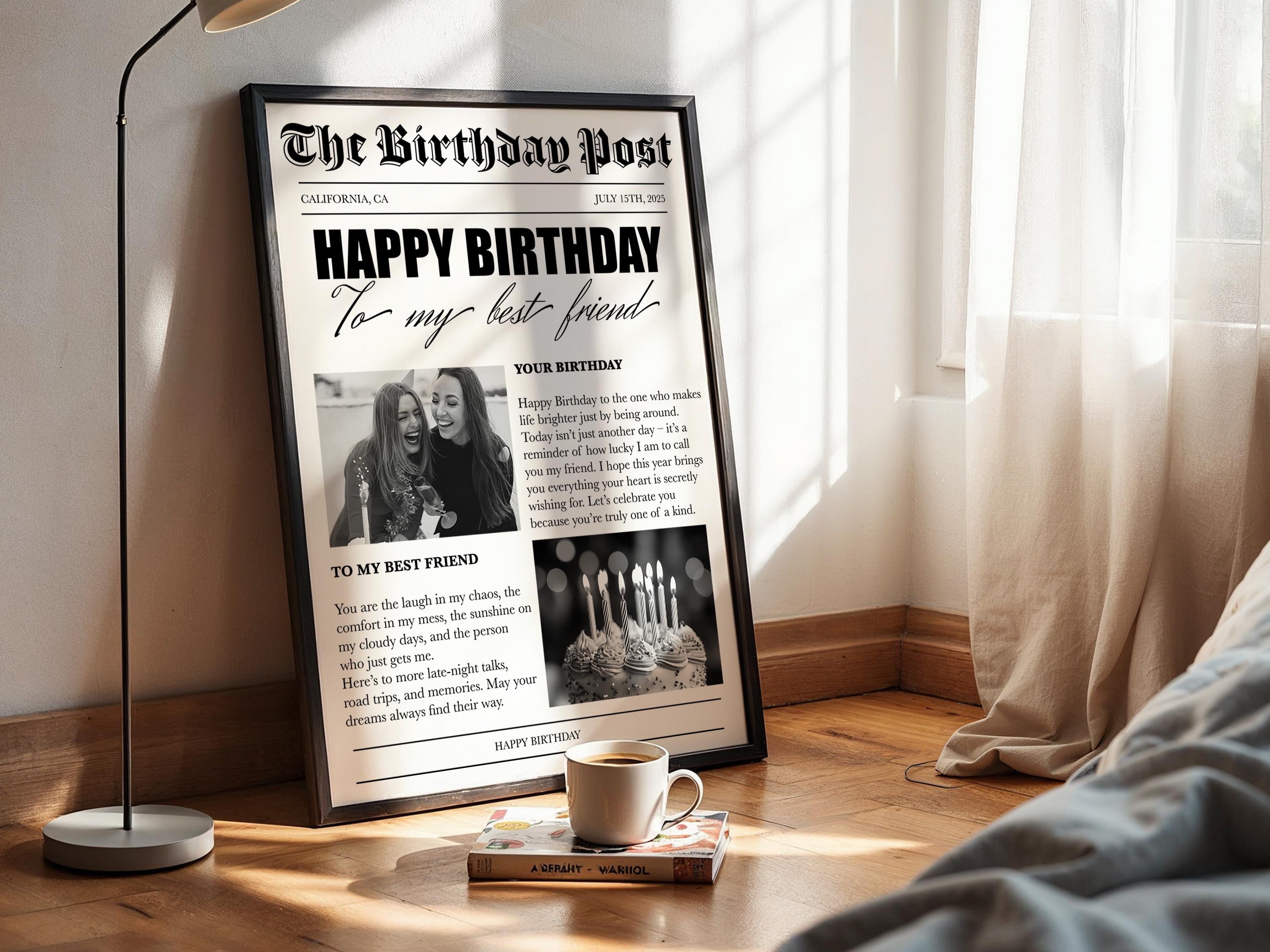 WestConfe Personalized Birthday Newspaper Poster for Best Friend ...