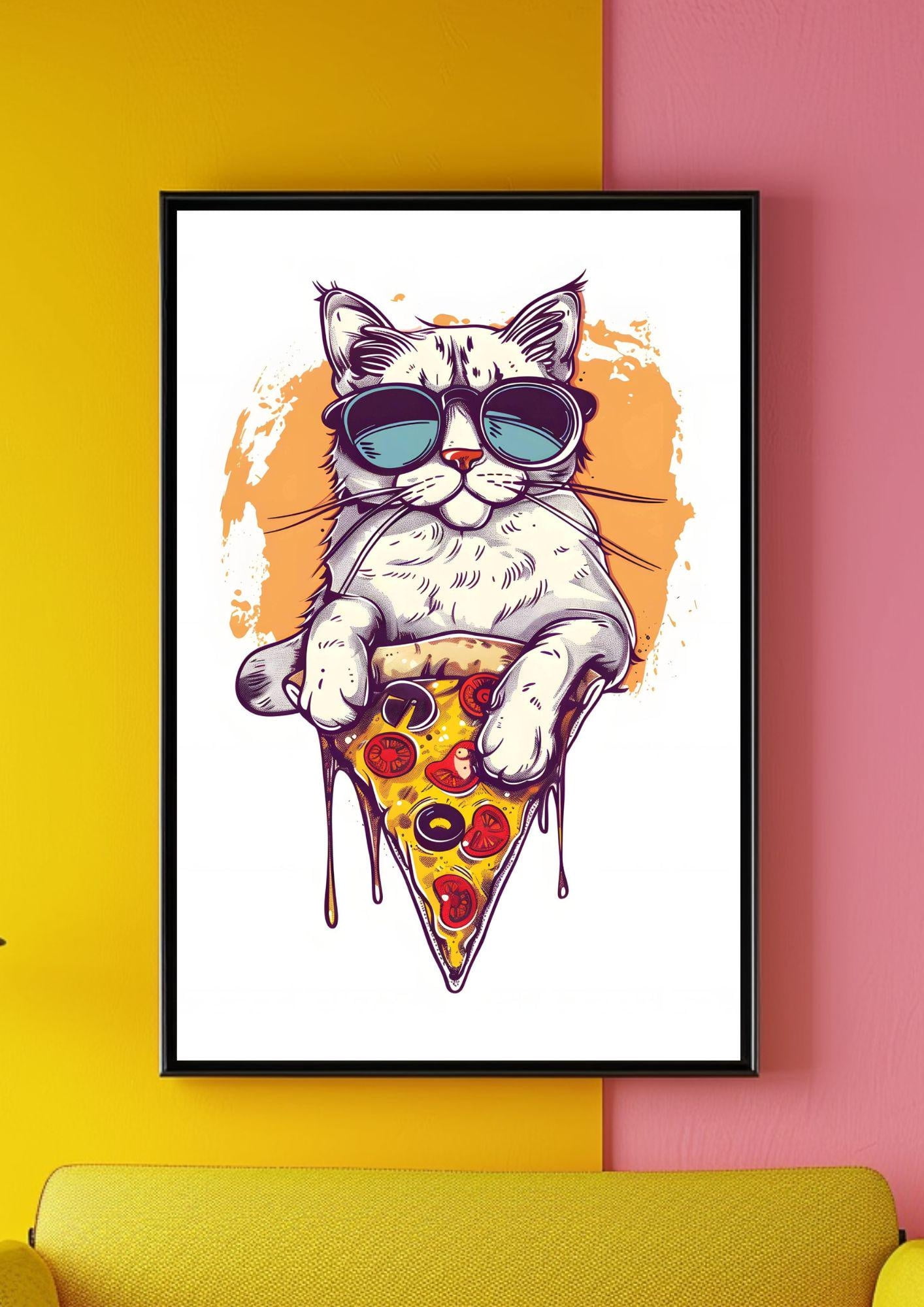 WestConfe Pop Art Cat Poster – Bold Funny Wall Print – Retro Cartoon ...