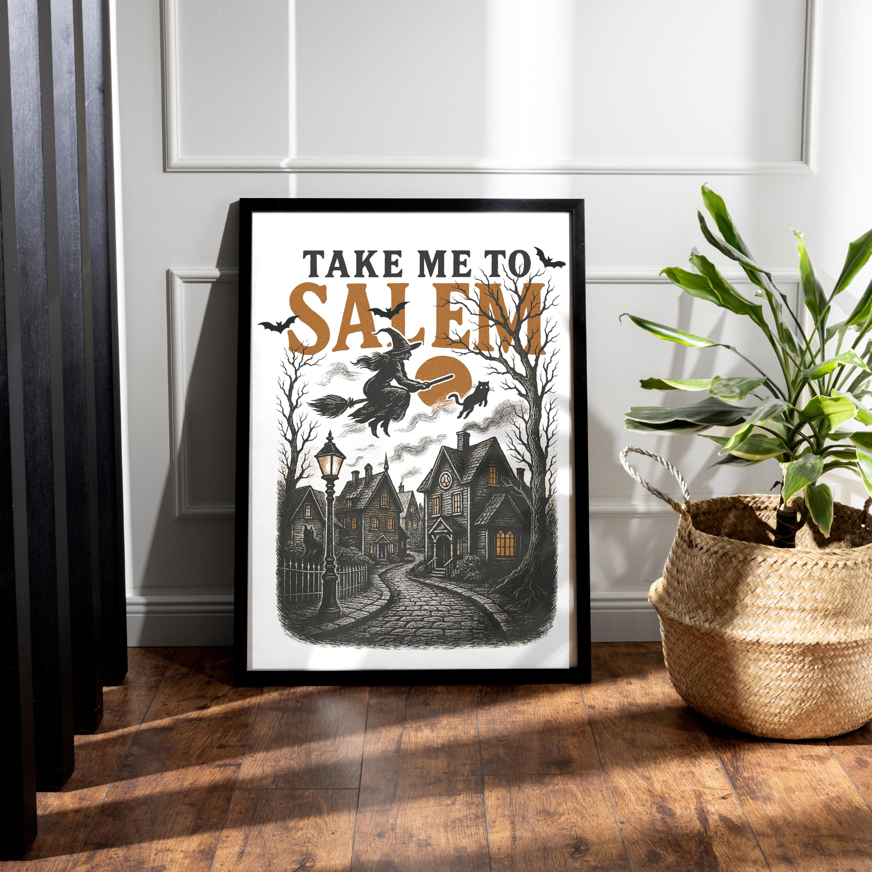 WestConfe Take Me to Salem Wall Art | Halloween Witch | Spooky Fall ...