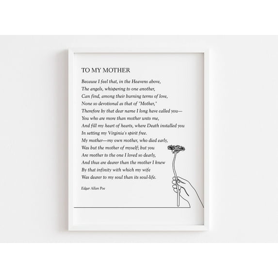 WestConfe To My Mother Poem By Edgar Allan Poe, Motherhood Appreciation ...