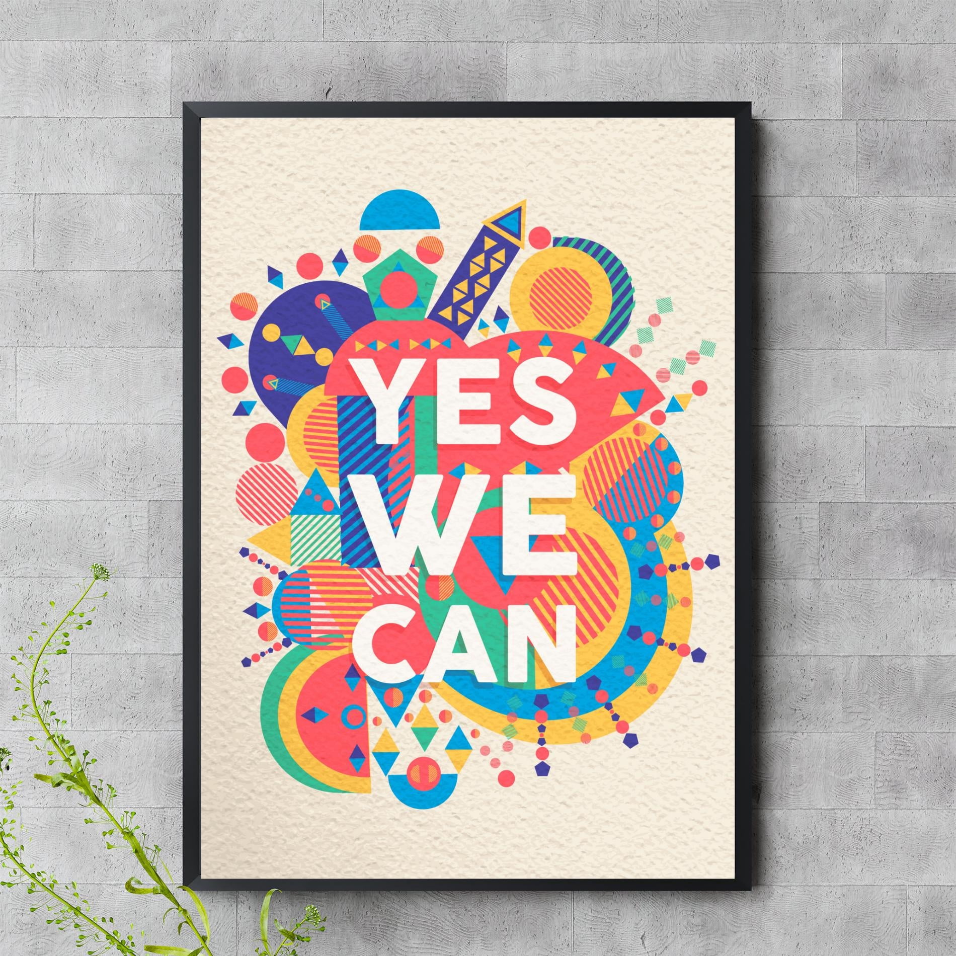 WestConfe Yes We Can Motivational Wall Art – Colorful Geometric Poster ...