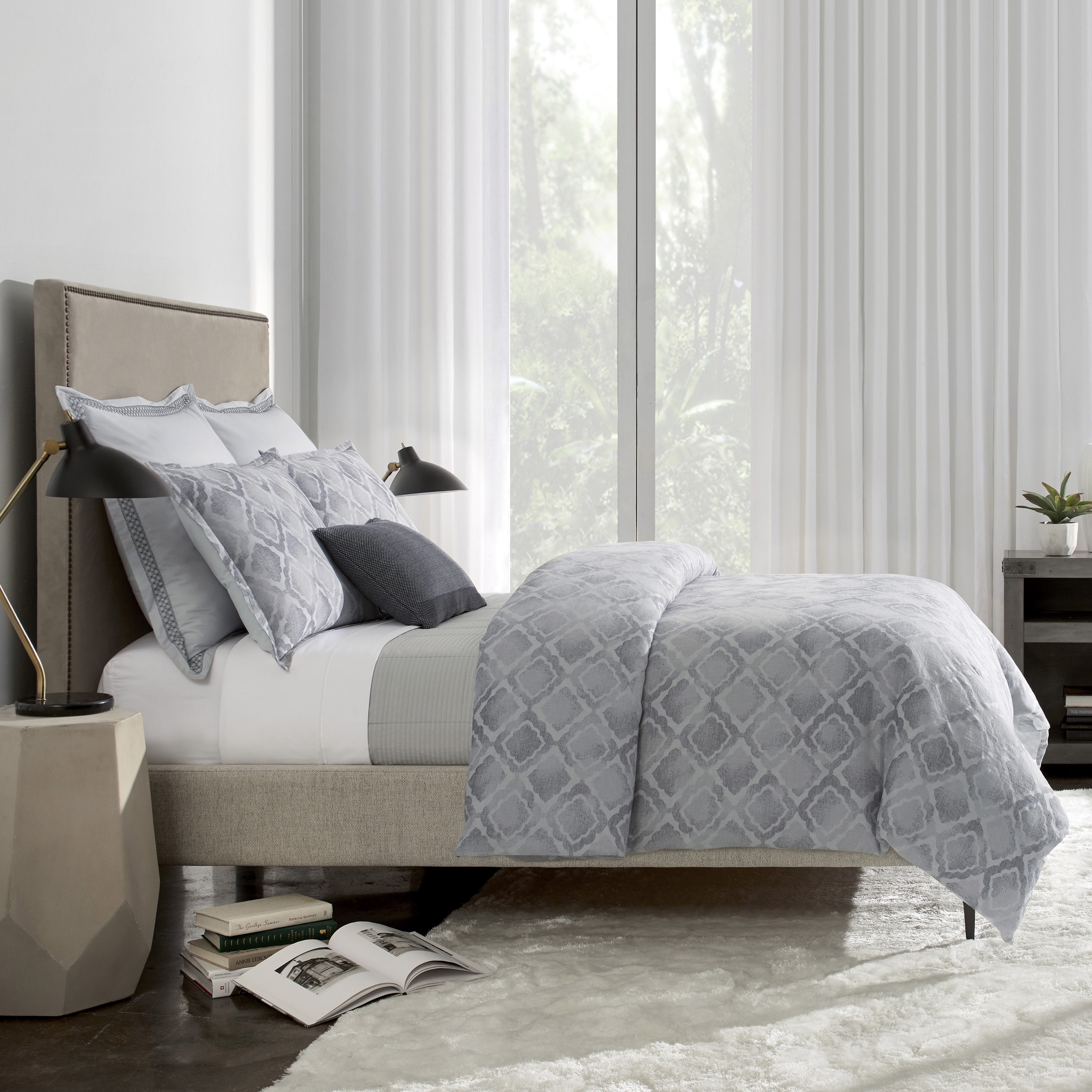 WestPoint Home Watercolor Jacquard Full/Queen Grey Dusk Duvet Cover ...