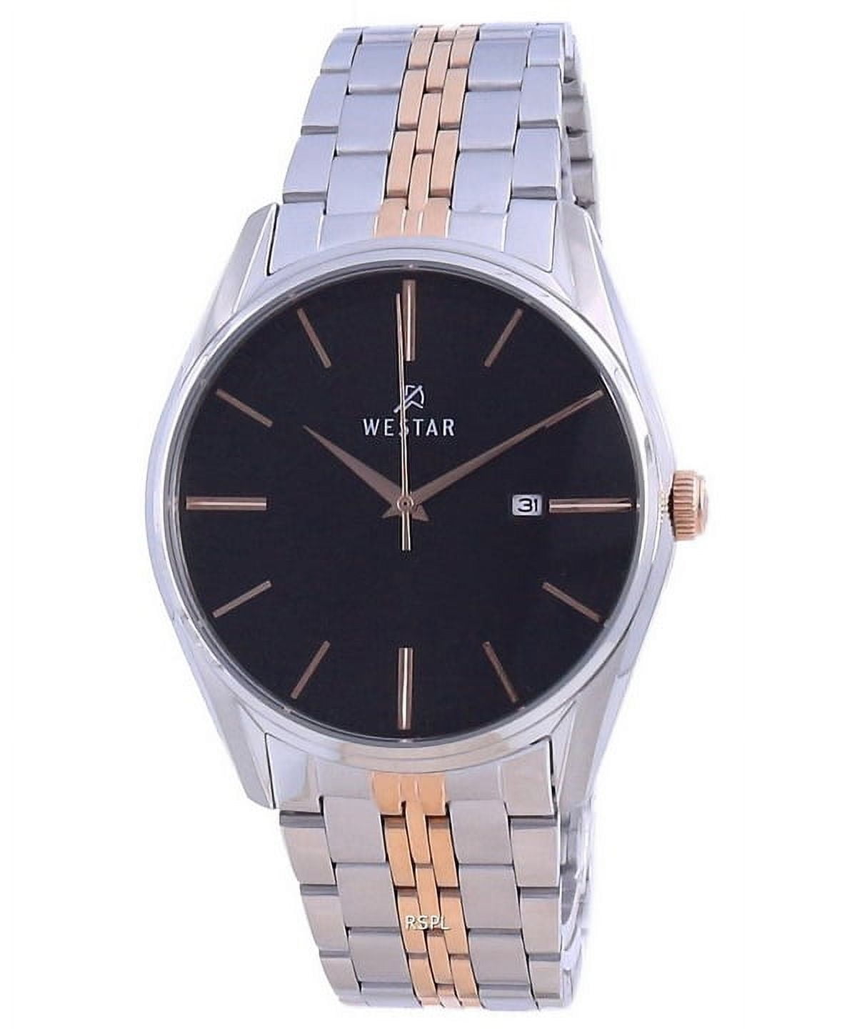 Westar 41 mm Black Dial Two Tone Stainless Steel Quartz Men Casual ...