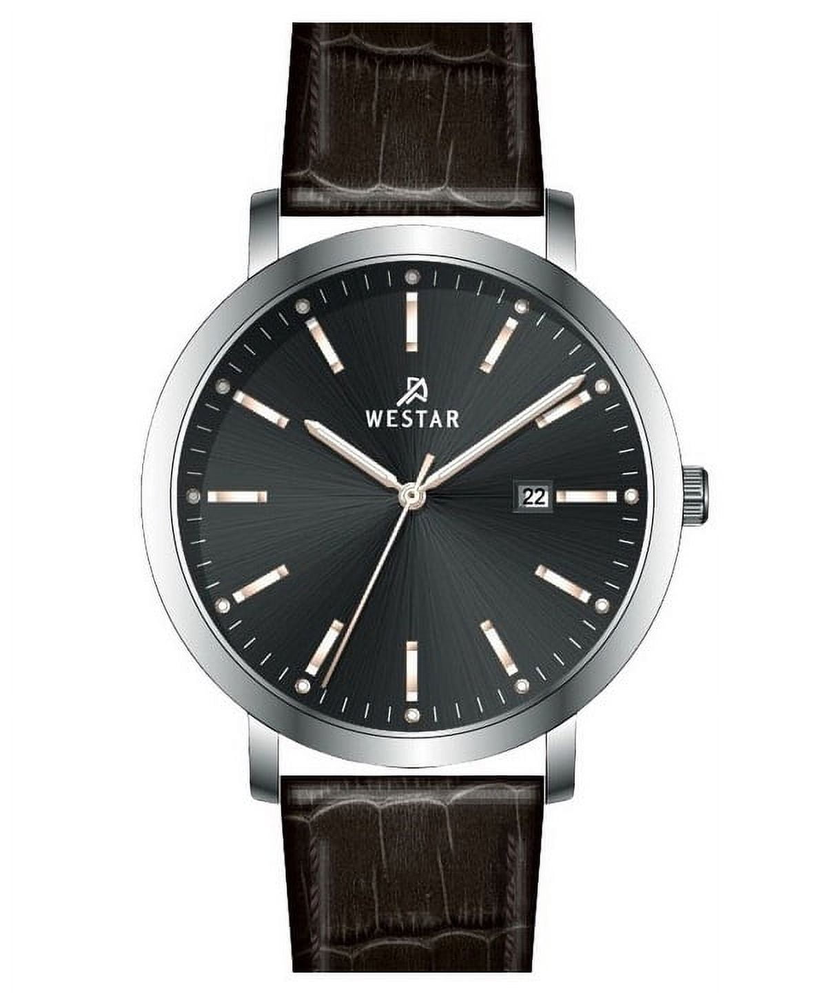 Westar Profile Leather Strap Black Dial Quartz 50216STN623 Men's Watch ...