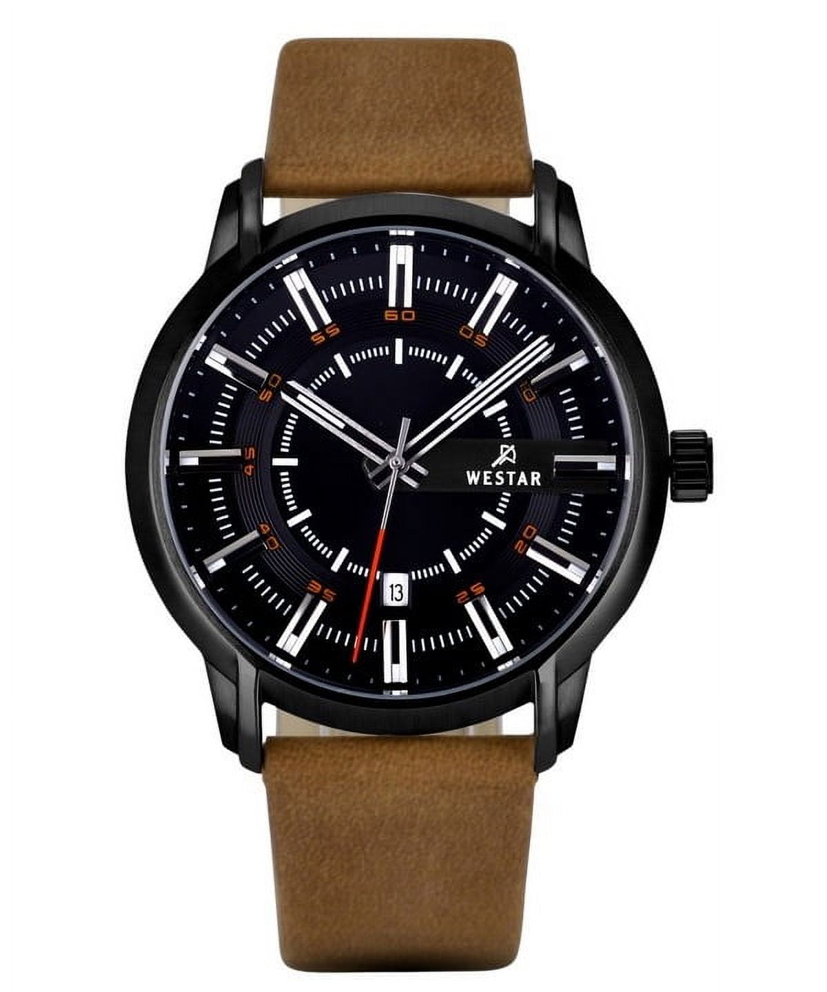 Westar Profile Leather Strap Black Dial Quartz 50228STN883 Men's Watch ...