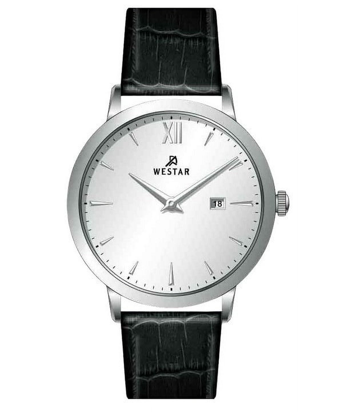 Westar Profile Leather Strap Silver Dial Quartz 50214STN107 Men's Watch ...