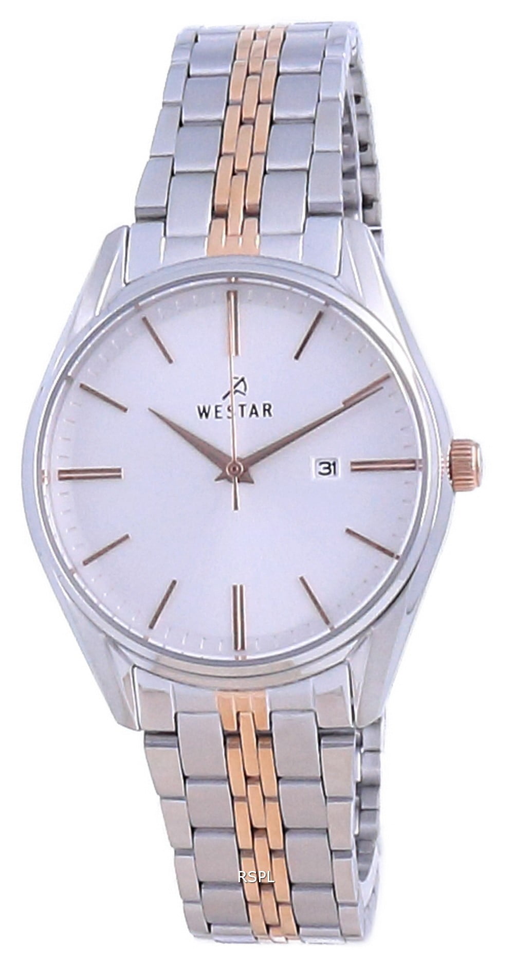 Westar 40210SPN607 32 x 8 mm Silver Dial Two Tone Stainless Steel ...