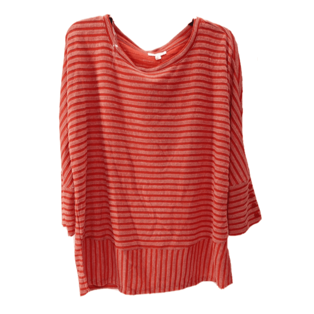 Westbound Woman Stripe Tunic Top Crew Neck Polyester-Rayon Cherry [ L ...