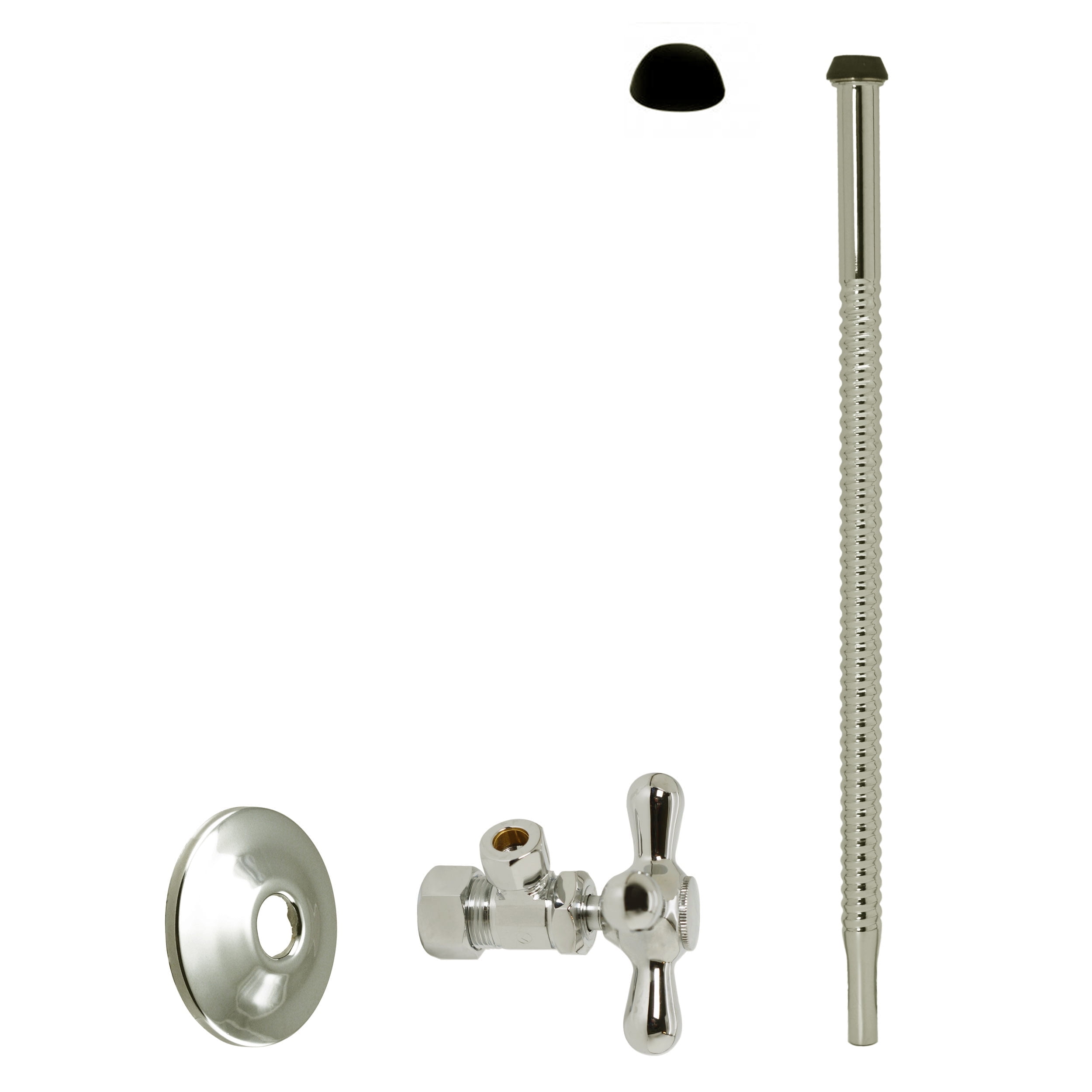 Westbrass 12" Bendable Corrugated Faucet and Toilet Supply Kit with Cross Handle Angle Stop ...