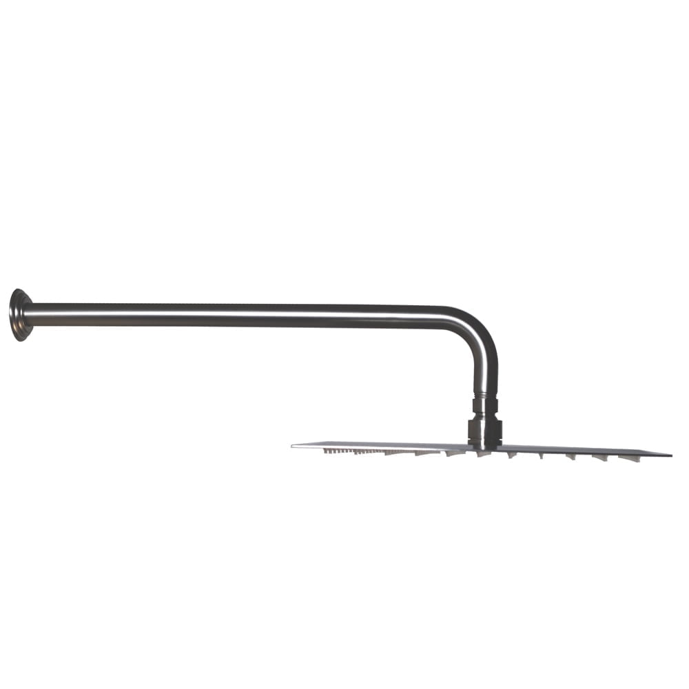 Westbrass 12" Square Rainfall Shower Head with 19" Wall Mount 90-Degree ...