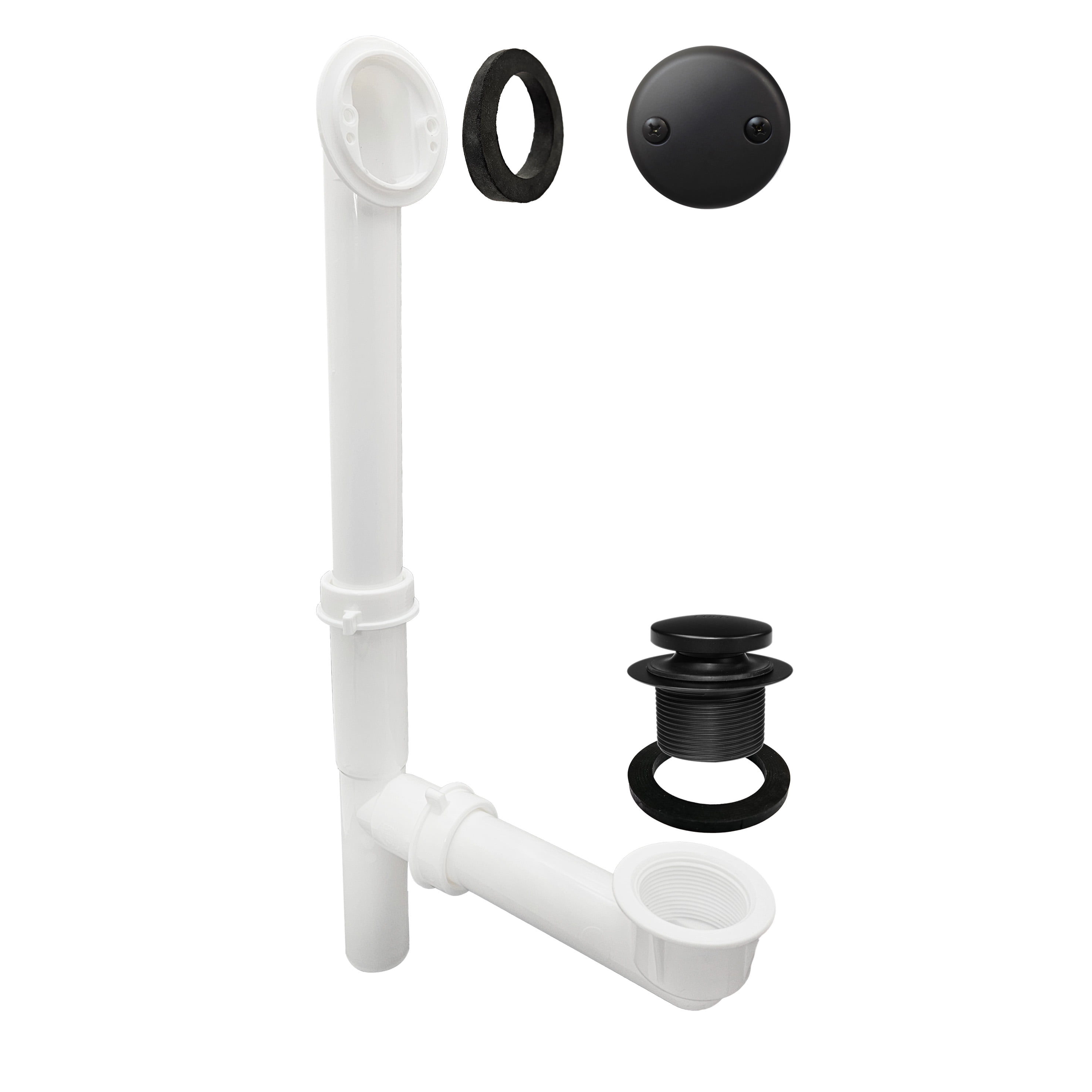Westbrass 14" White Polypropylene Tip-Toe Drain Bathtub Assembly with 2 ...