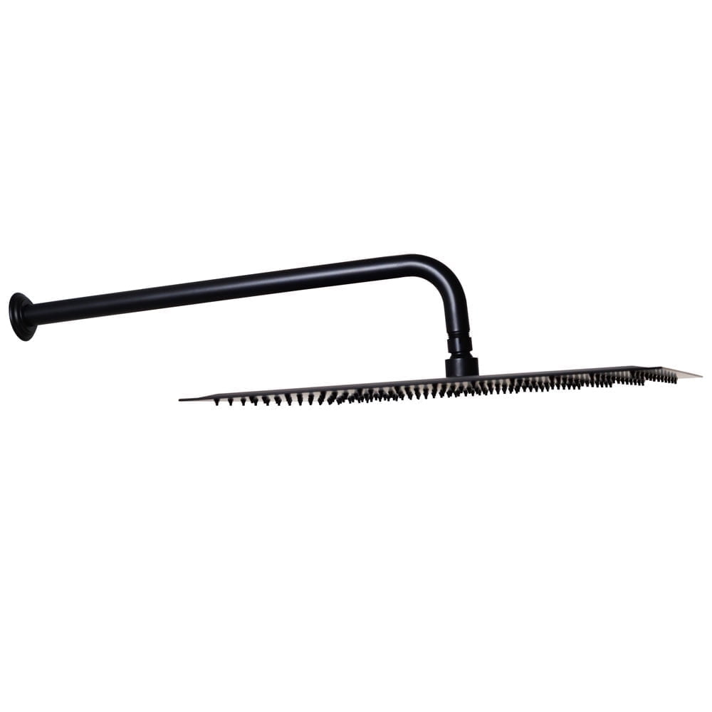 Westbrass 16" Square Rainfall Shower Head with 19" Wall Mount 90-Degree ...