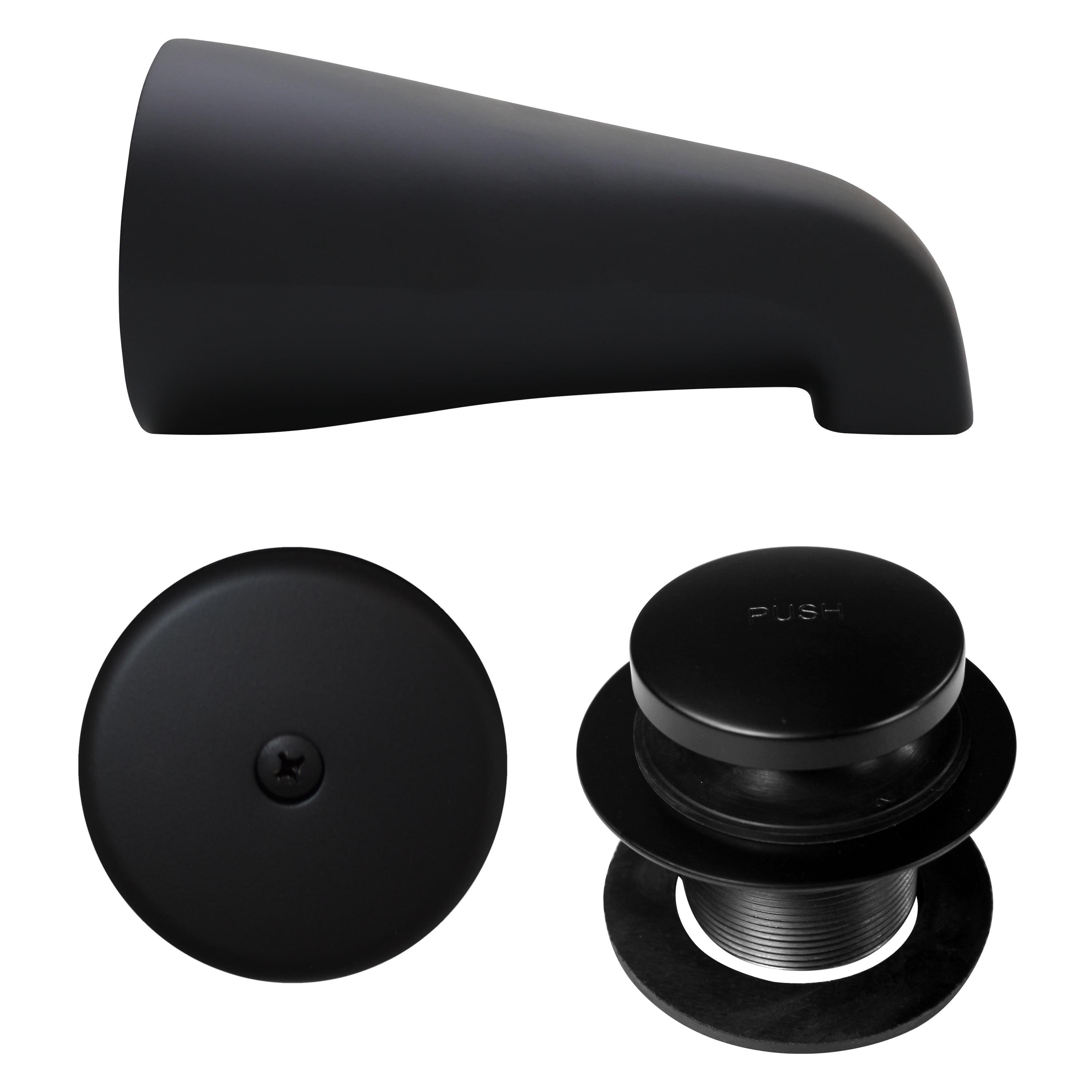 Westbrass 5-1/4" Wall Mount Tub Spout with Universal Fit Tip-Toe Drain ...