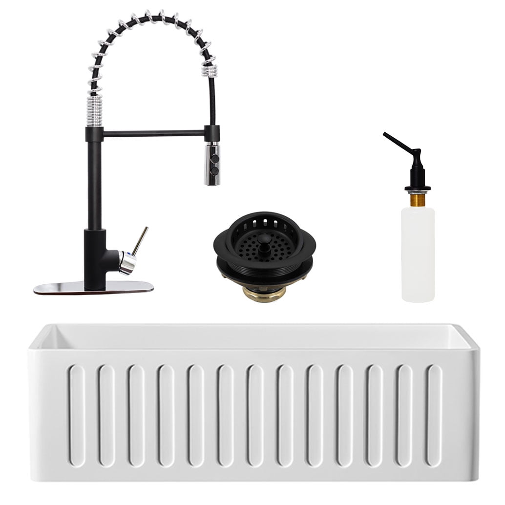 Westbrass BK133W18A-6226 33" Single Bowl Reversible Apron Front Solid ...