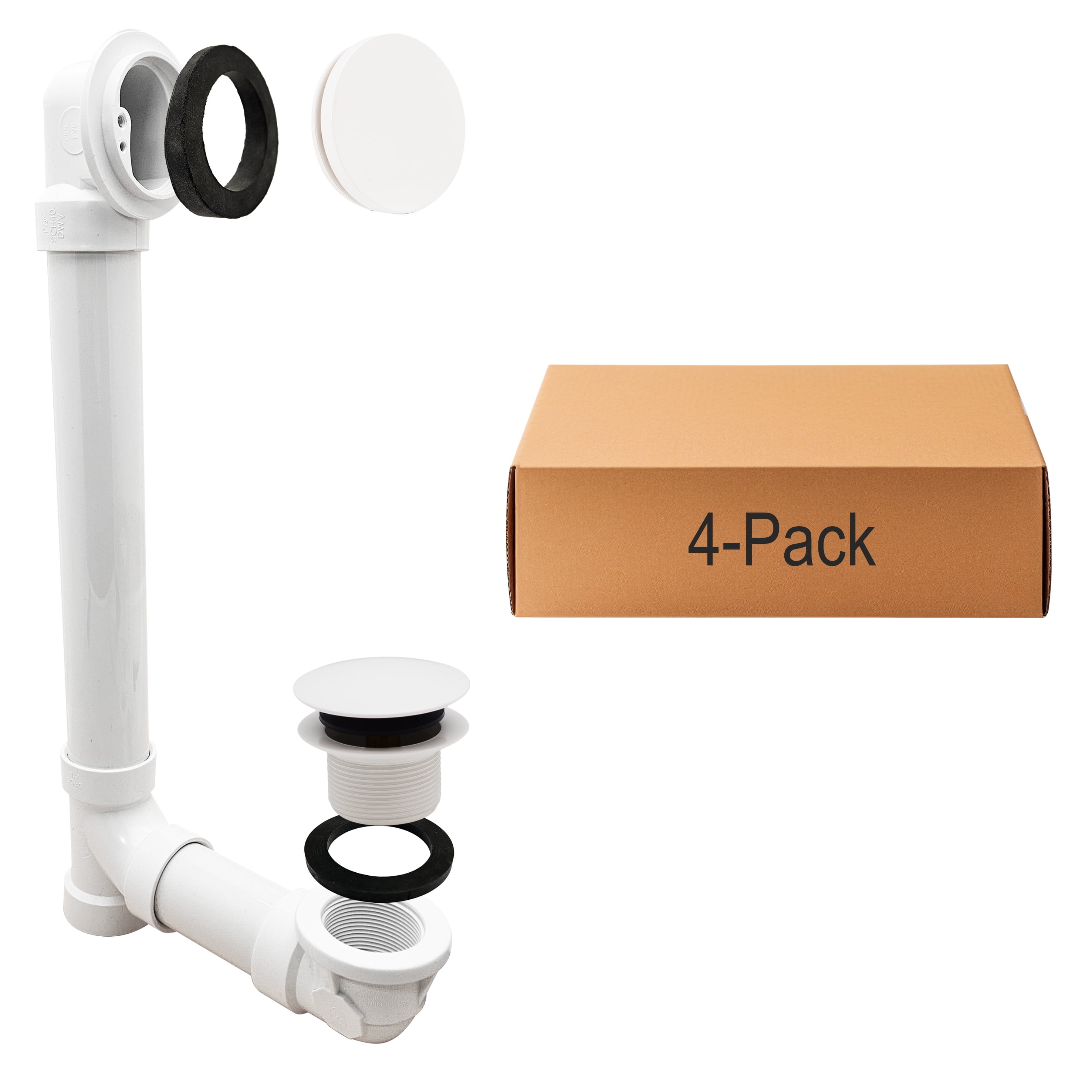 Westbrass Sch. 40 PVC Bathtub Assembly with Tip-Toe Drain and No-Hole ...