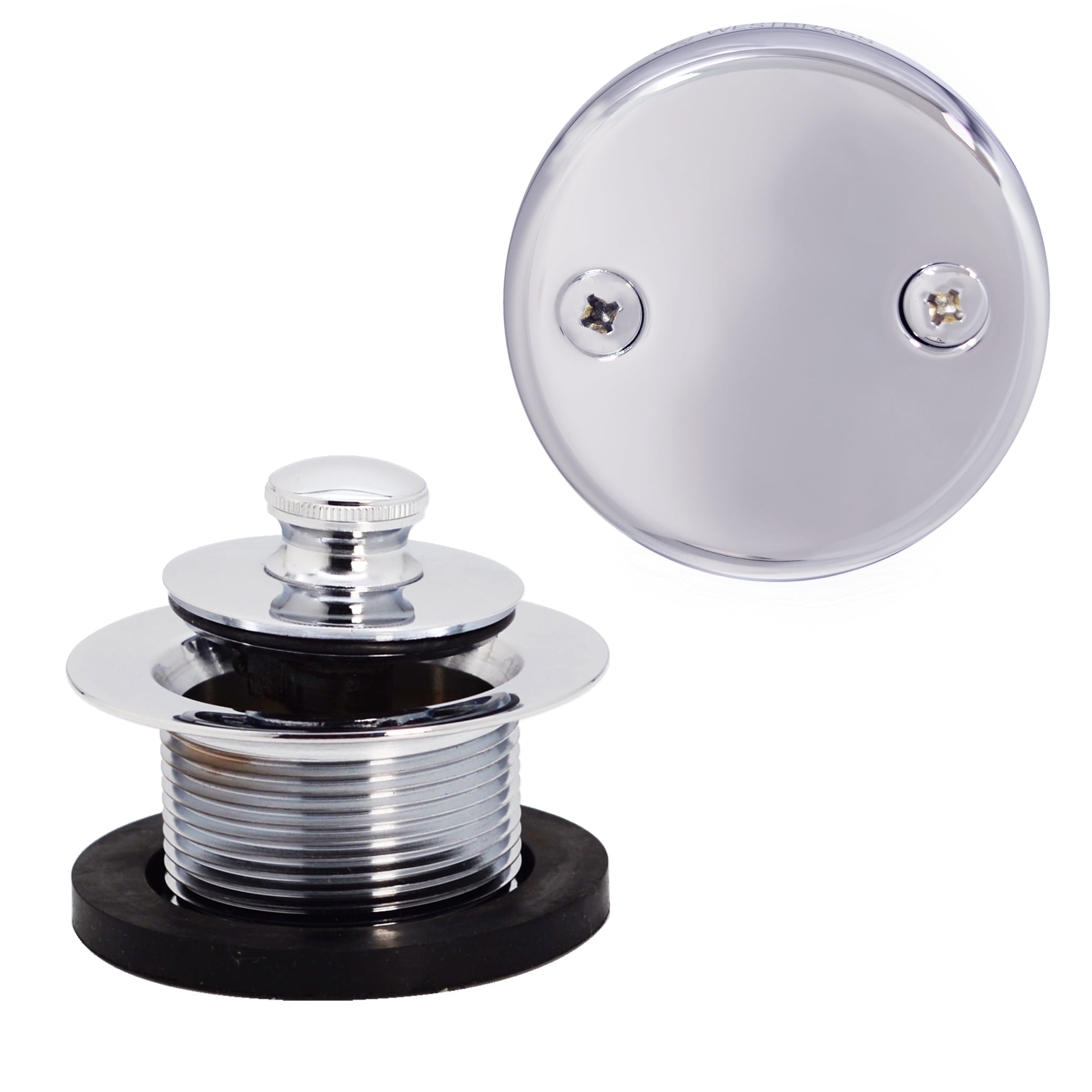 Westbrass Coarse Thread Twist & Close Bathtub Drain Trim with Two-Hole ...