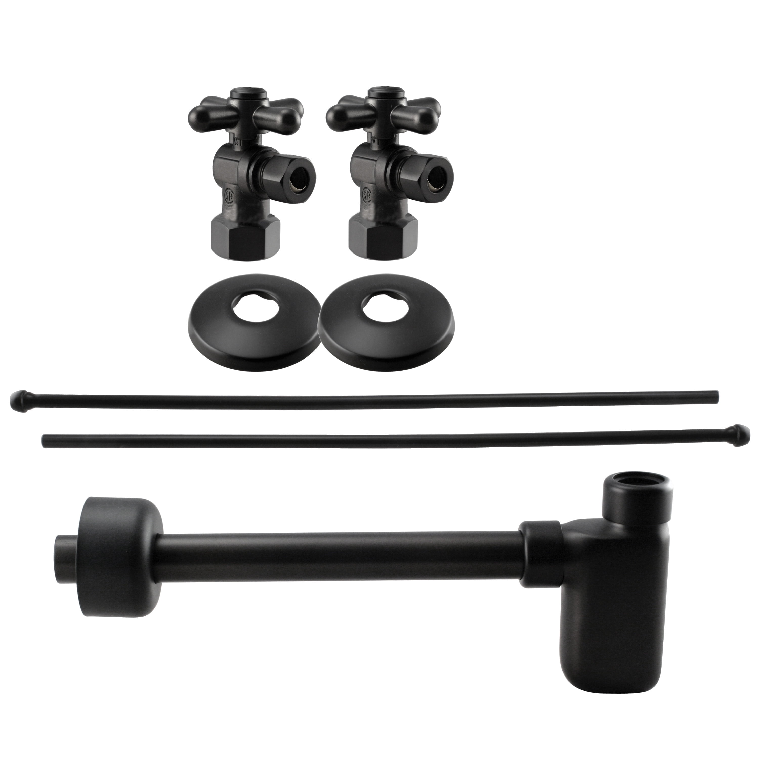 Westbrass Console Sink Trim Kit with European flat trap, Bullnose Lines ...