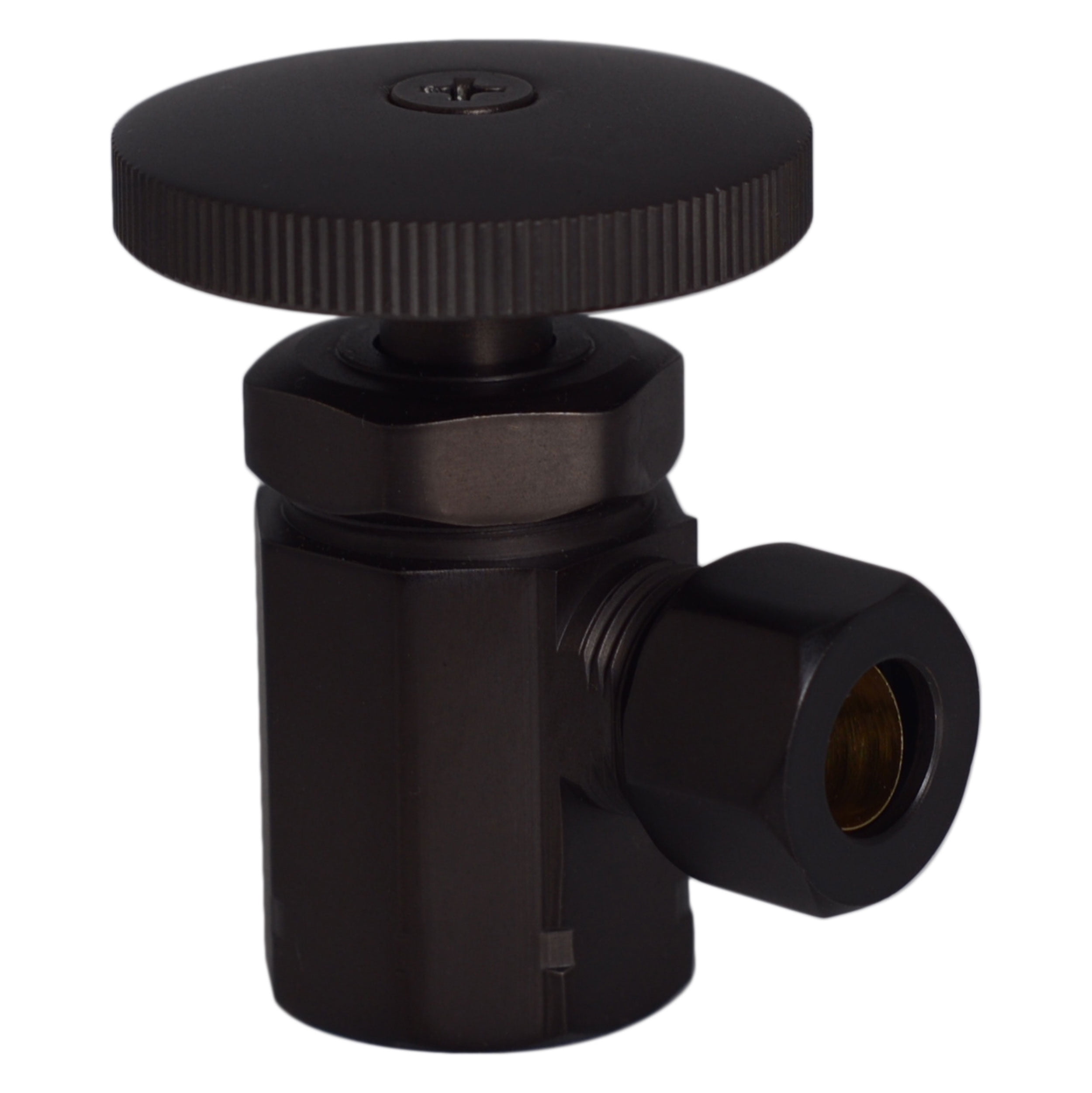 Westbrass D103-62 Round Handle Angle Stop Shut Off Valve, Matte Black ... Westbrass D103-62 Round Handle Angle Stop Shut Off Valve, Matte Black ...