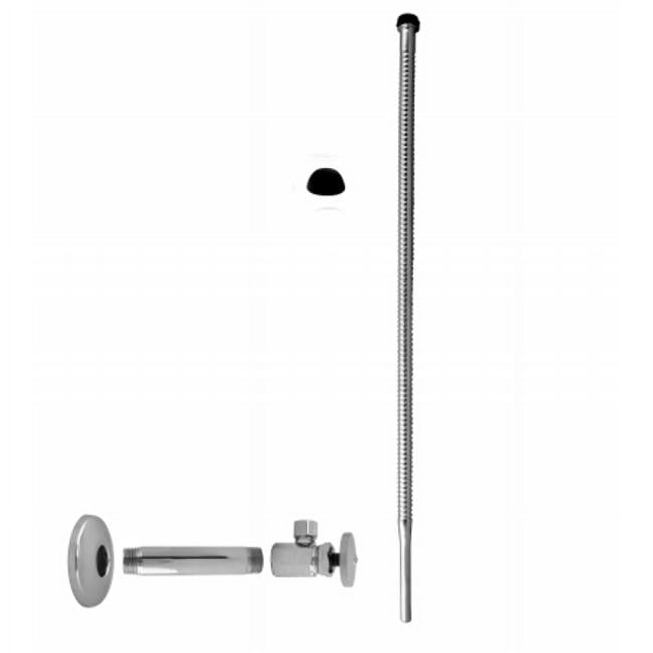 Westbrass D103K20-26 1/2" IPS" x 3/8" OD x 20" Corrugated Riser Supply Line Kit with Round ...