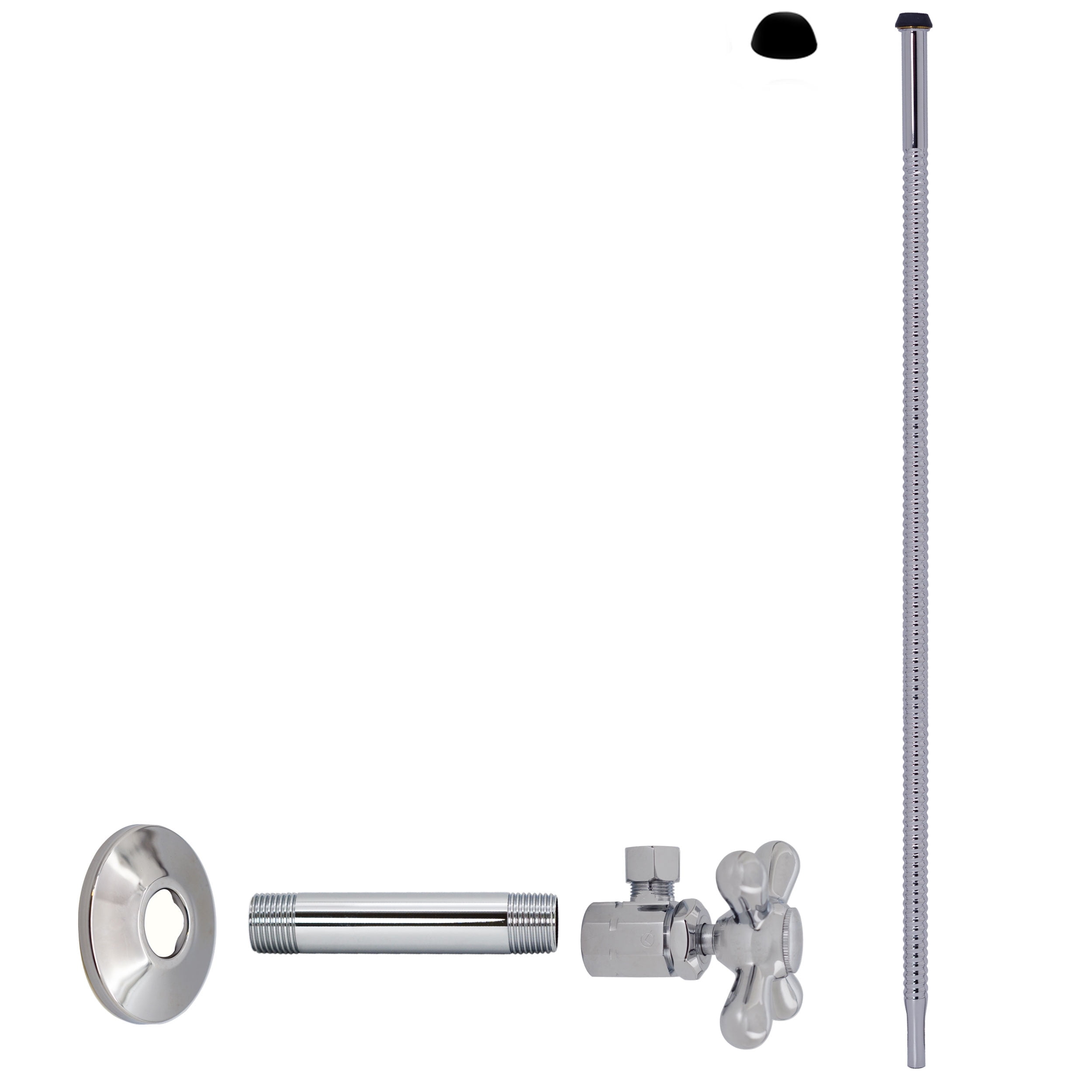 Westbrass Cross Handle Angle Valve with 20" Corrugated Supply Line for Faucet and Toilet ...