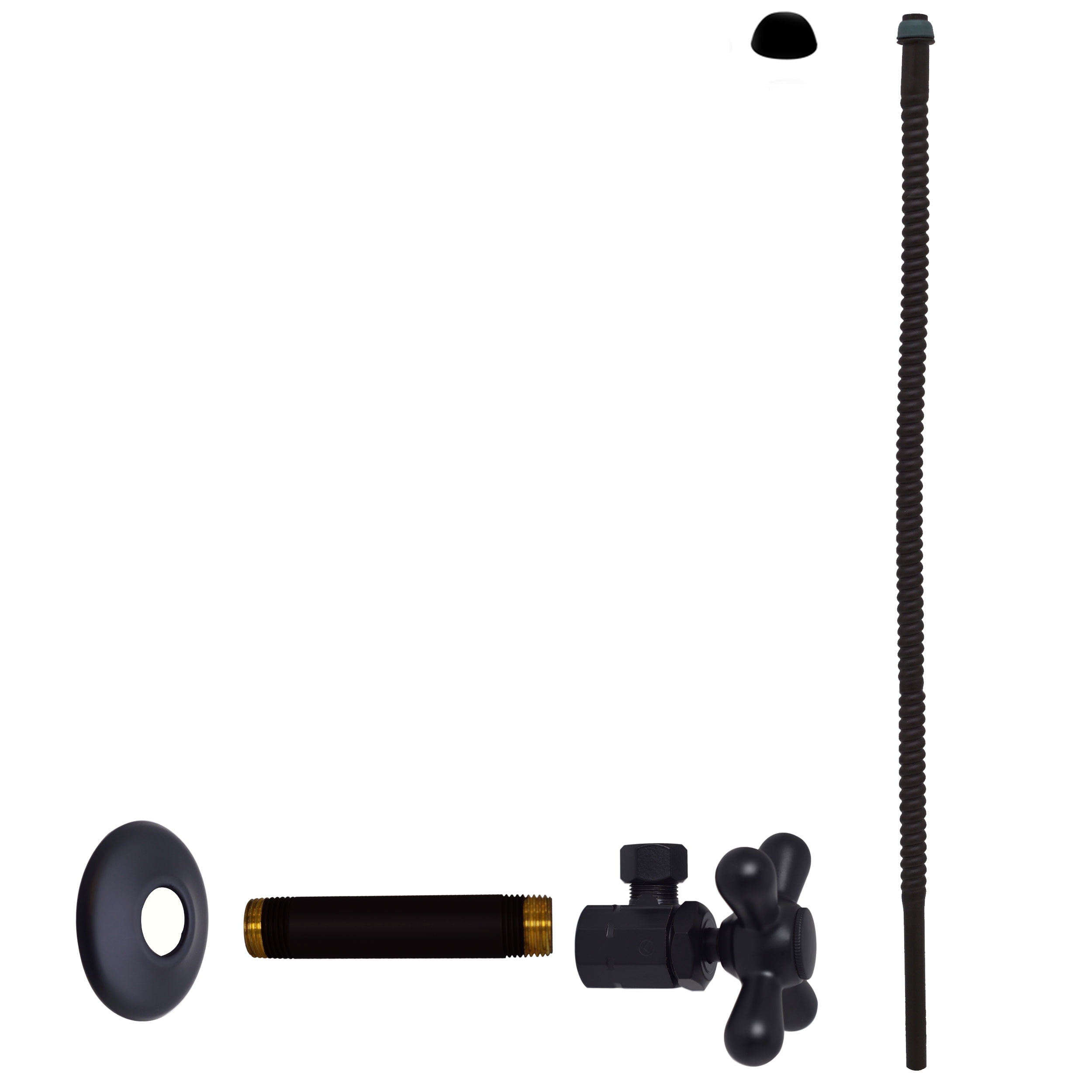 Westbrass Cross Handle Angle Valve with 20" Corrugated Supply Line for Faucet and Toilet, Matte ...