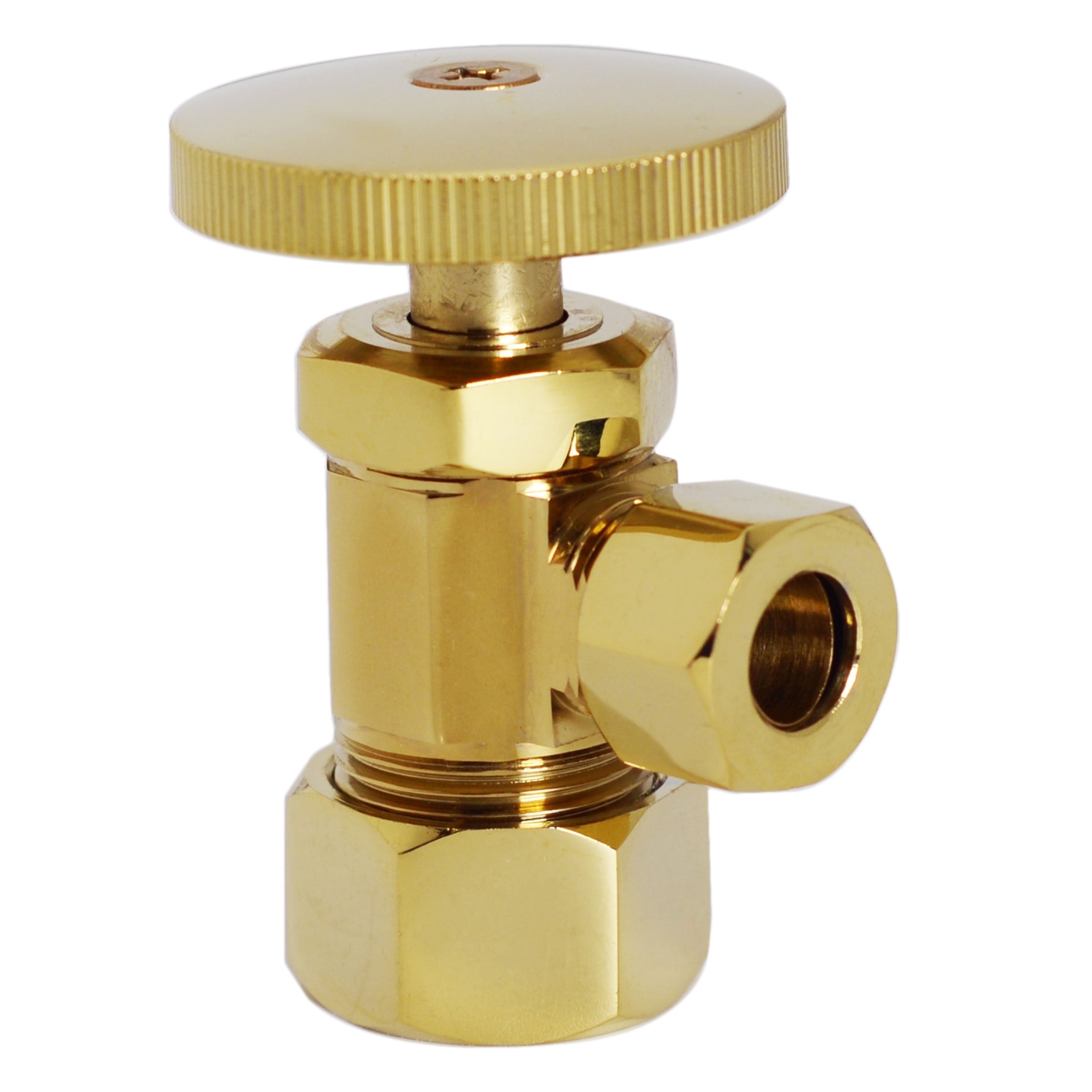 Westbrass Round Handle Angle Stop, 1/2" Copper Pipe Inlet with 3/8 ...