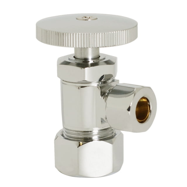 Westbrass Round Handle Angle Stop, 1/2" Copper Pipe Inlet with 3/8 ...