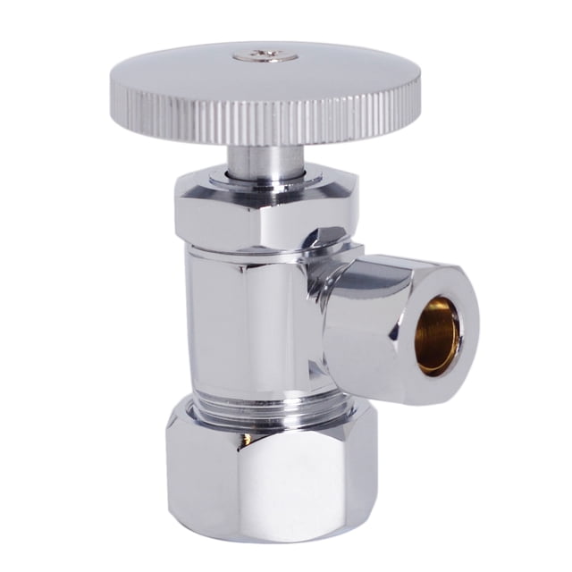Westbrass Round Handle Angle Stop, 1/2" Copper Pipe Inlet with 3/8 ...