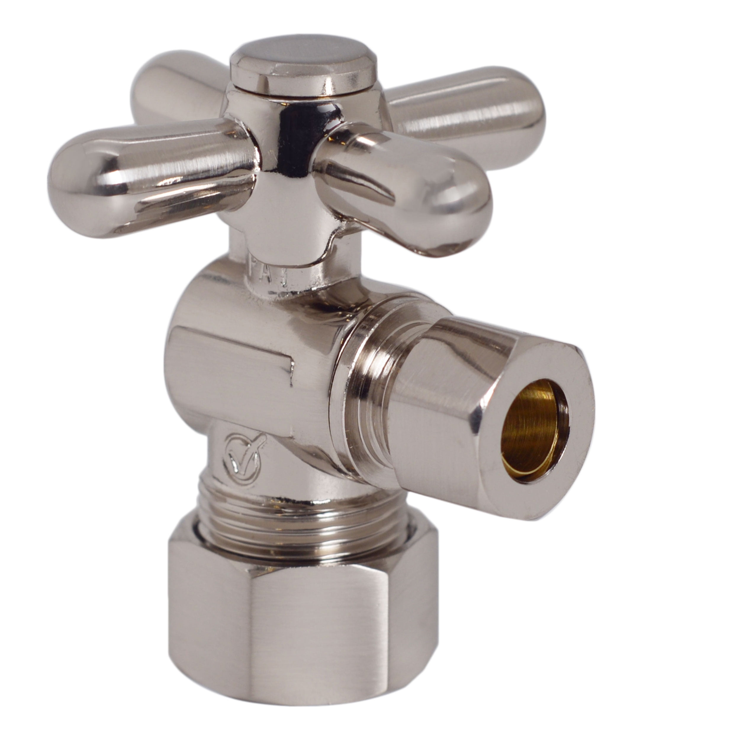 Westbrass D105BX-07 1/4-Turn Cross Handle Angle Stop Shut Off Valve, 5/ ...