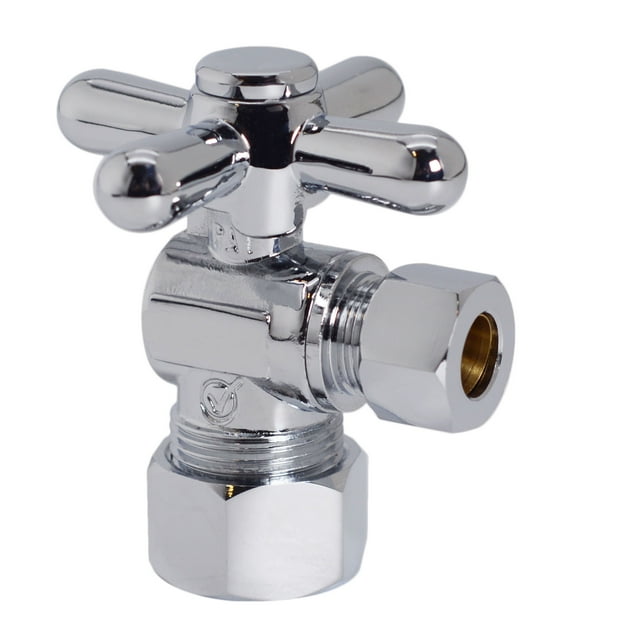 Westbrass D105BX-26 1/4-Turn Cross Handle Angle Stop Shut Off Valve, 5/ ...