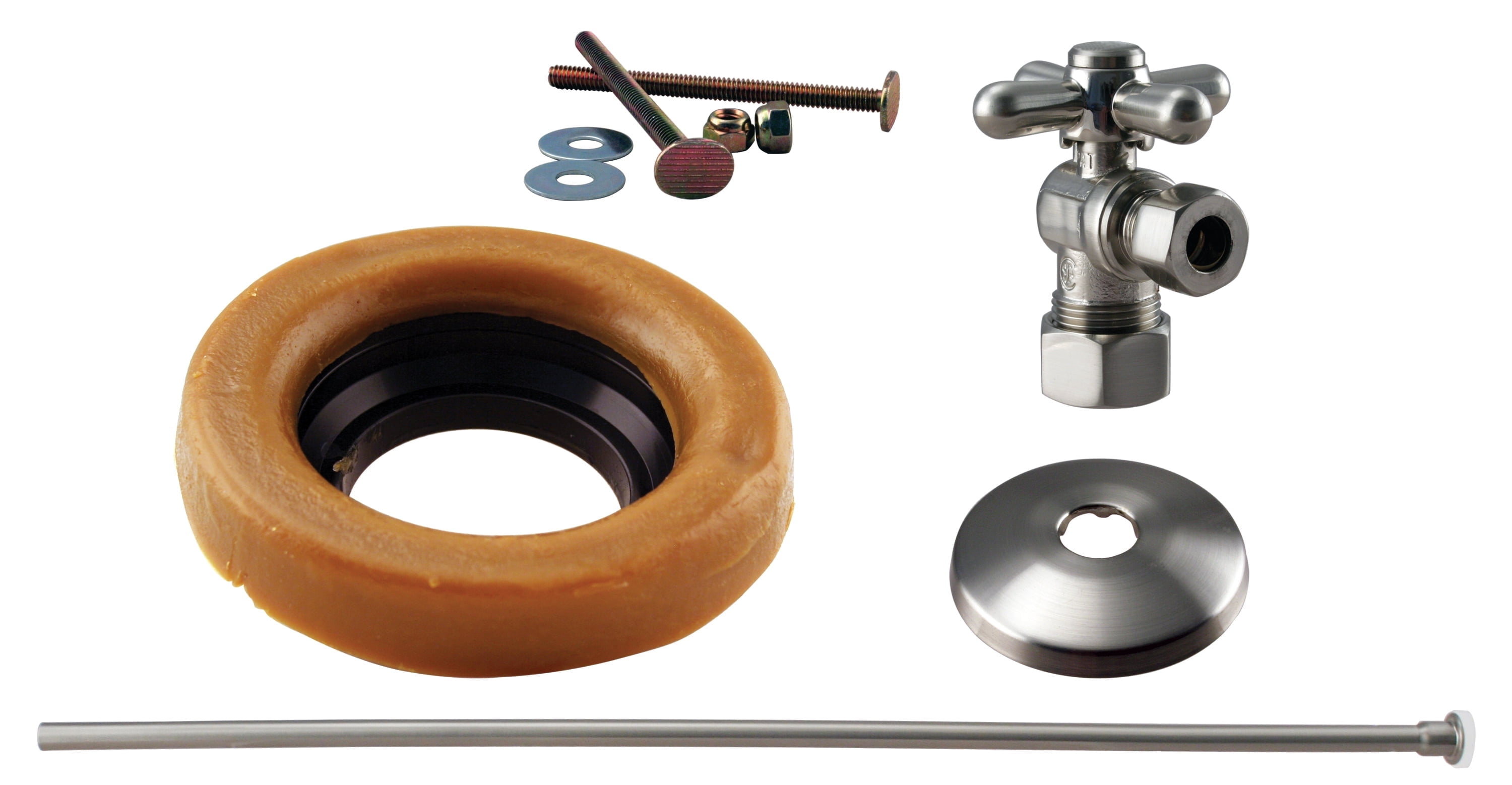 Westbrass Toilet Wax Ring Kit with Supply Line and 1/2" Cross Handle ...